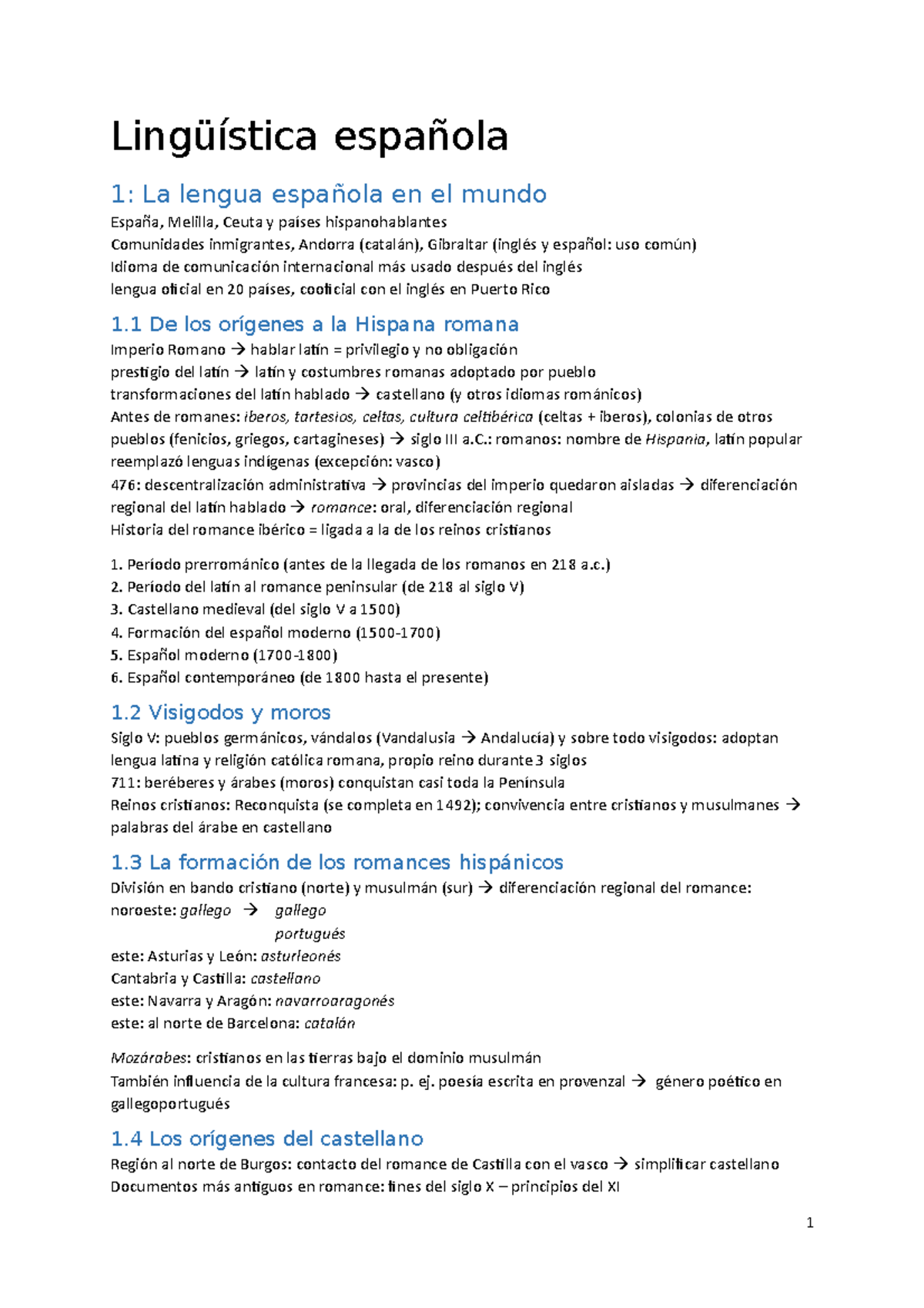 Lingüística española samenvatting - Lingüística española 1: La lengua ...