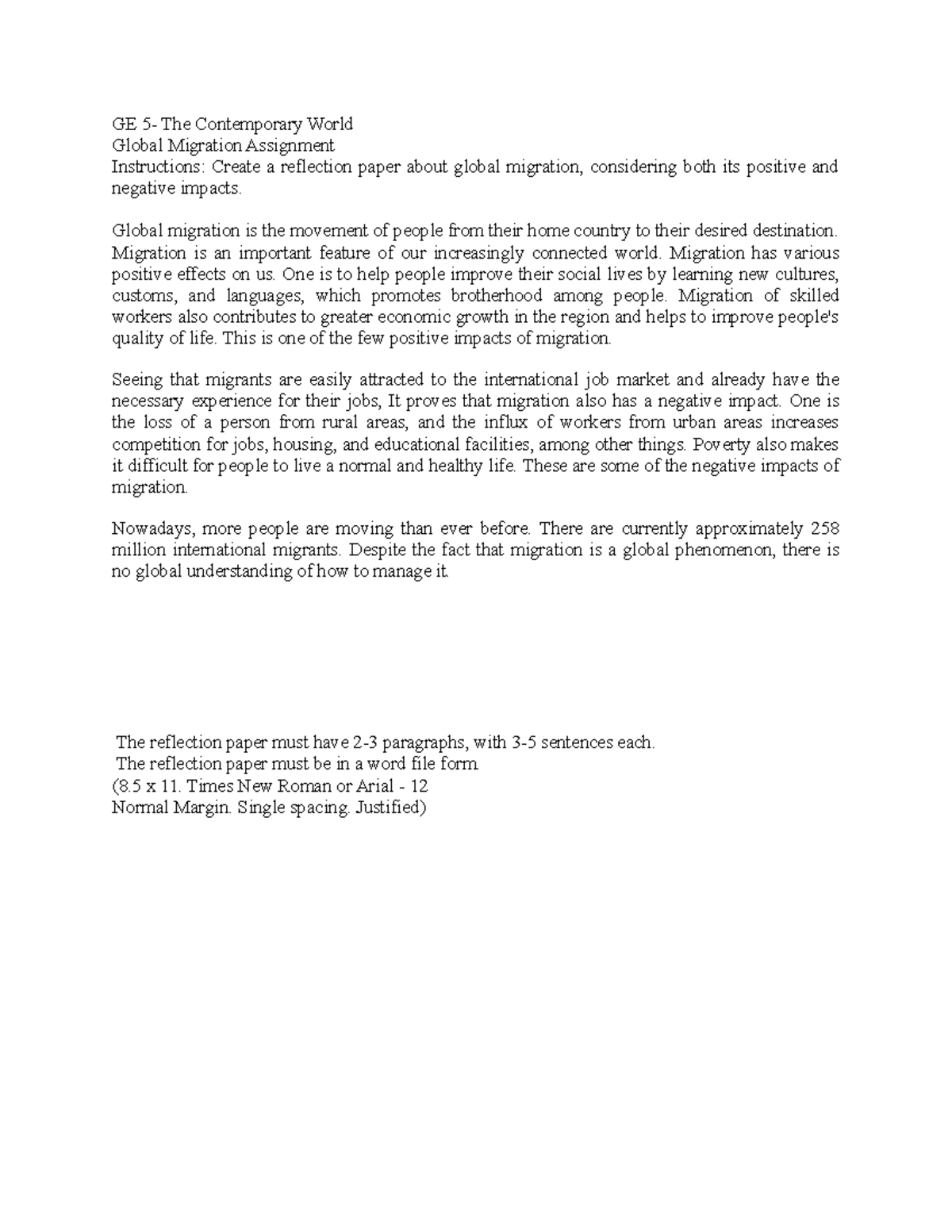 GE-5-Assignment 1 - The Contemporary World- Assignment 1 - GE 5- The ...