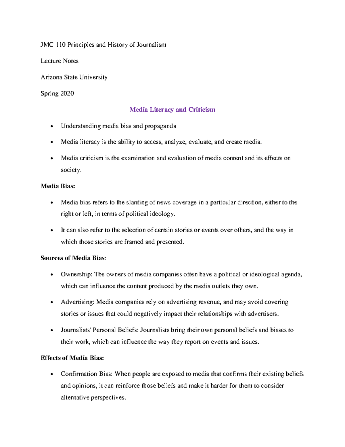 JMC 110 Lecture Notes 5 Media Literacy And Criticism JMC 110 jmc-110-lecture-notes-5-media-literacy-and-criticism-jmc-110