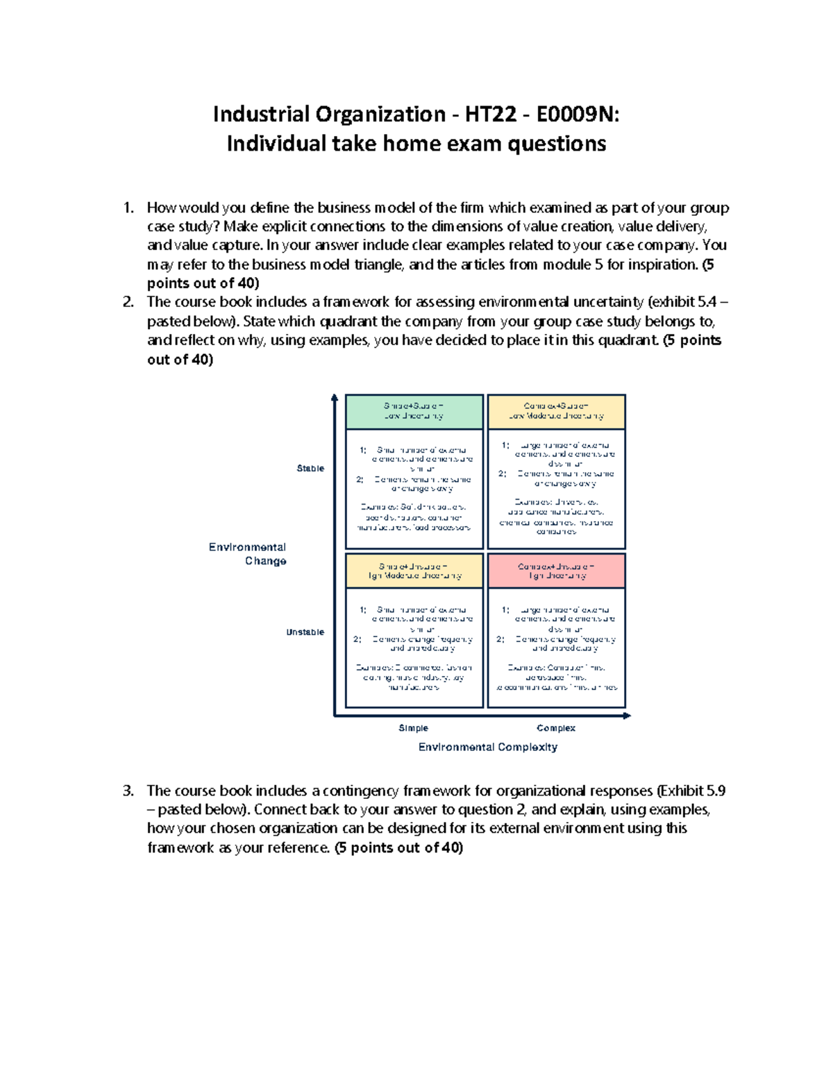 Take home exam - HT22 - Industrial Organization - HT22 - E0009N ...