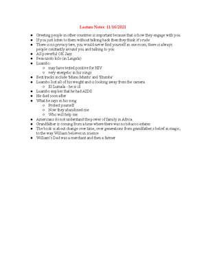 Week 10 notes - Lecture Notes: 10/26/ Fieldwork, Participant ...