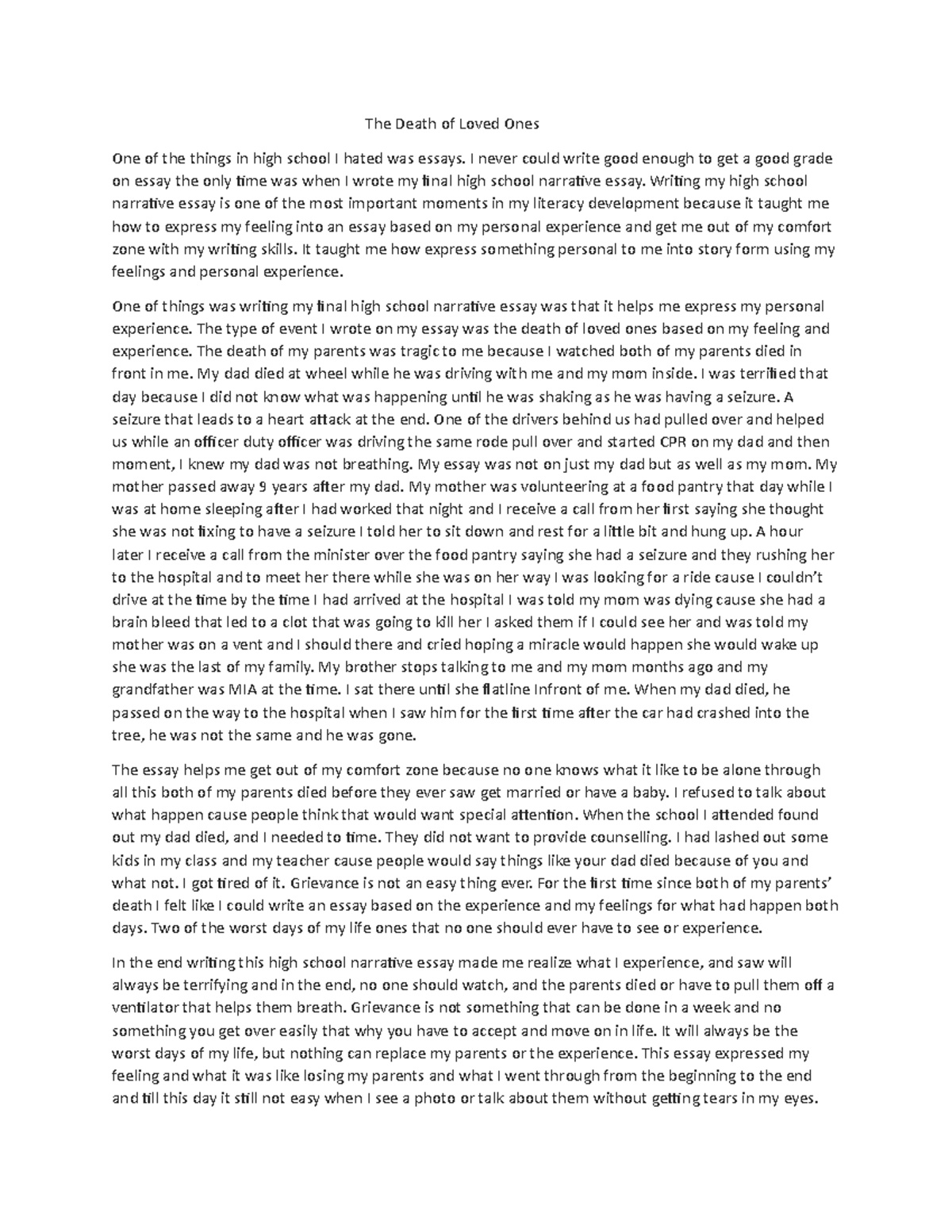 Task1 EC1 (D) - task 1 - The Death of Loved Ones One of the things in ...