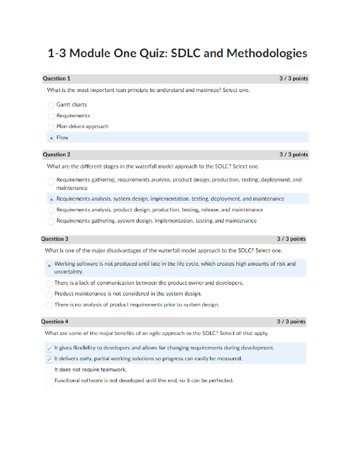 Mod 1-3 Quiz - SDLC and Methodologies - CS250 - Studocu