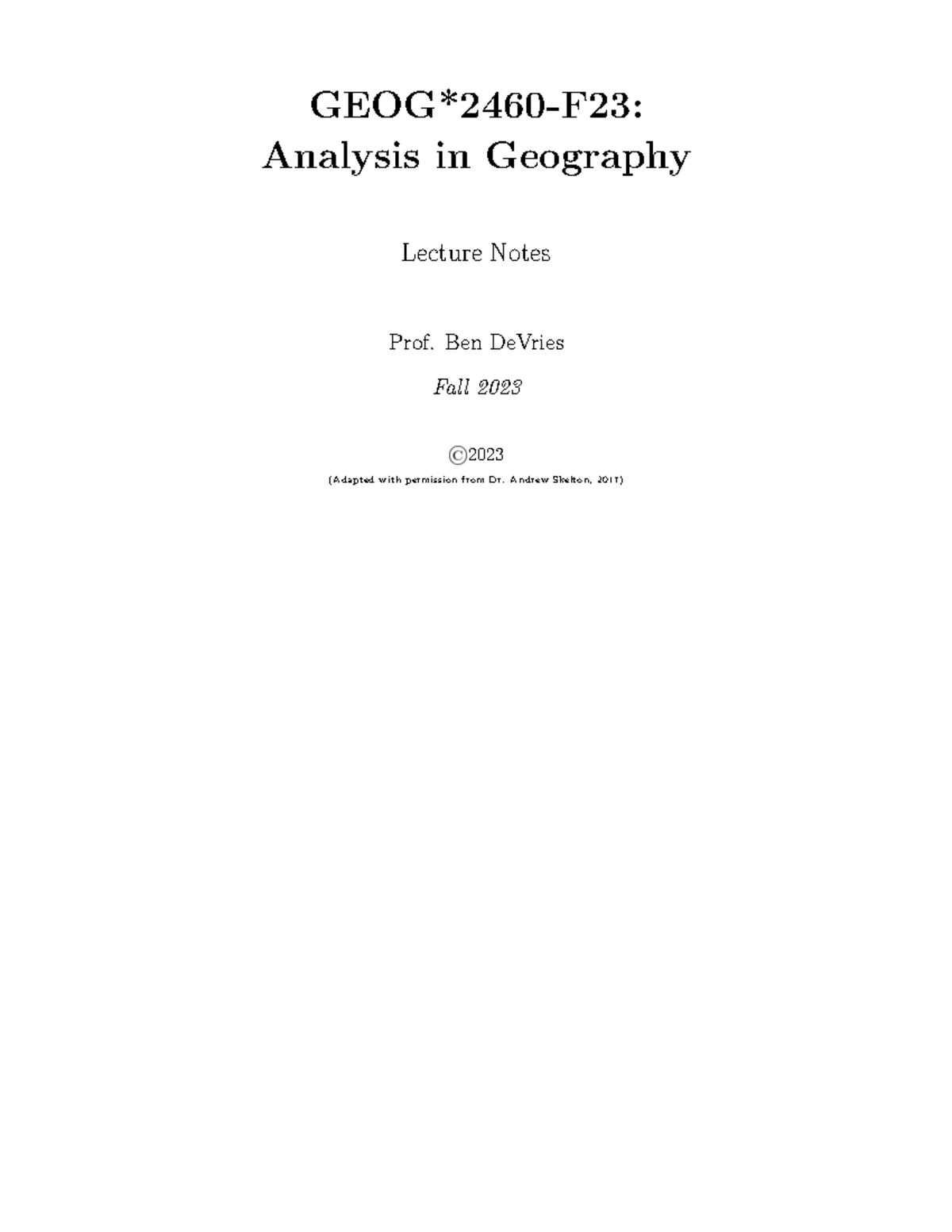 GEOG2460-F23 Lecture Notes - GEOG*2460-F23: Analysis in Geography ...