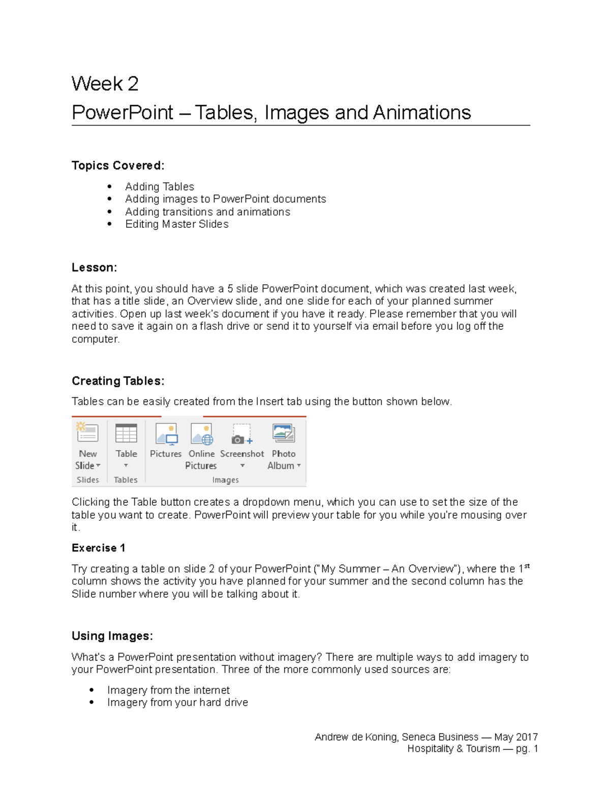Week 2 - Power Point Exercise - TCS200 - Week 2 PowerPoint – Tables ...
