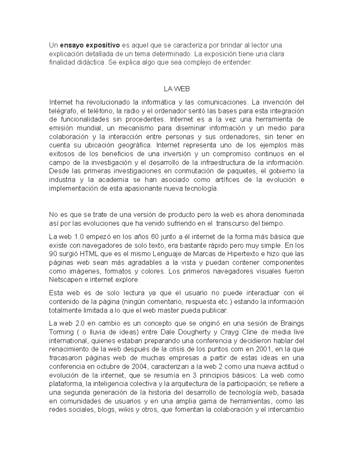 EL Ensayo - excelente - Un ensayo expositivo es aquel que se caracteriza por brindar al lector ...