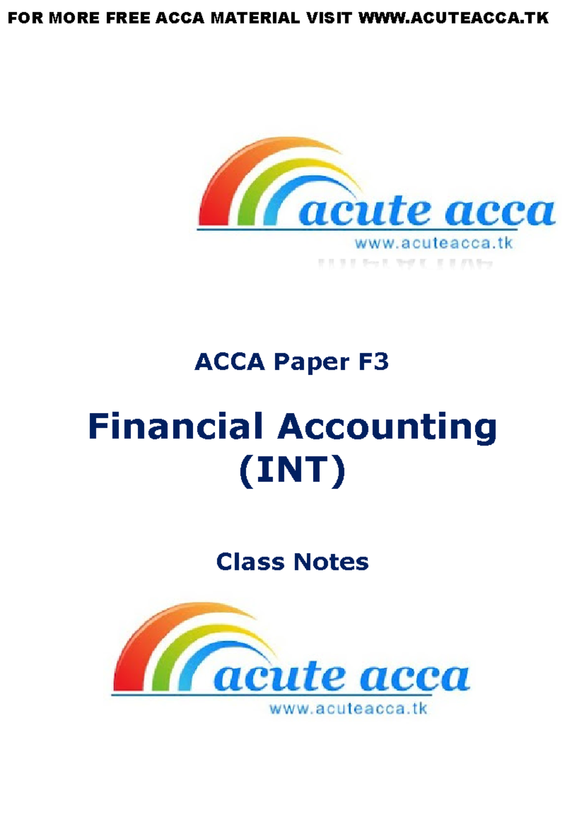 ACCA F3 LSBF Class Notes - ACCA Paper F Financial Accounting (INT ...