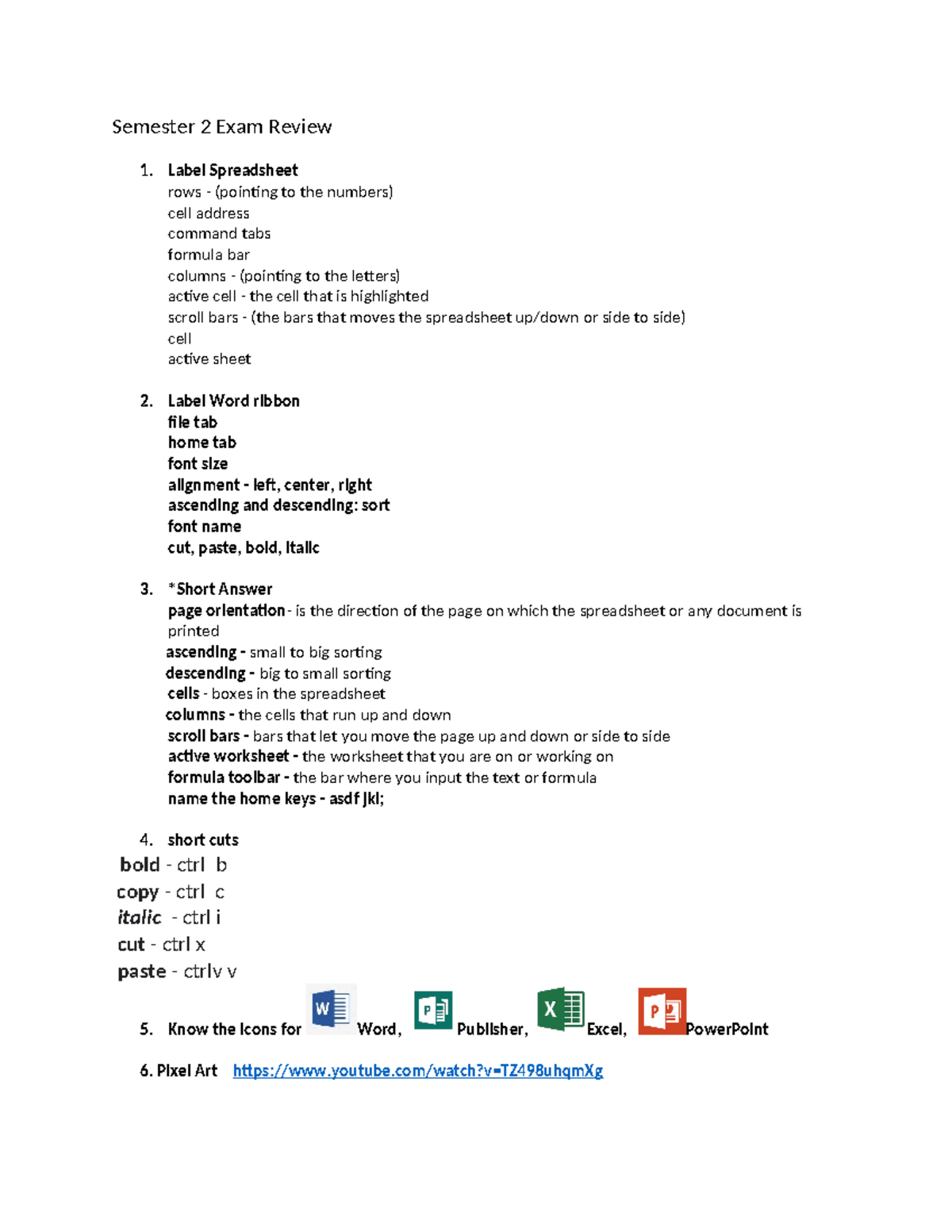 Semester 2 Exam Review with student Digital Arts - Semester 2 Exam ...