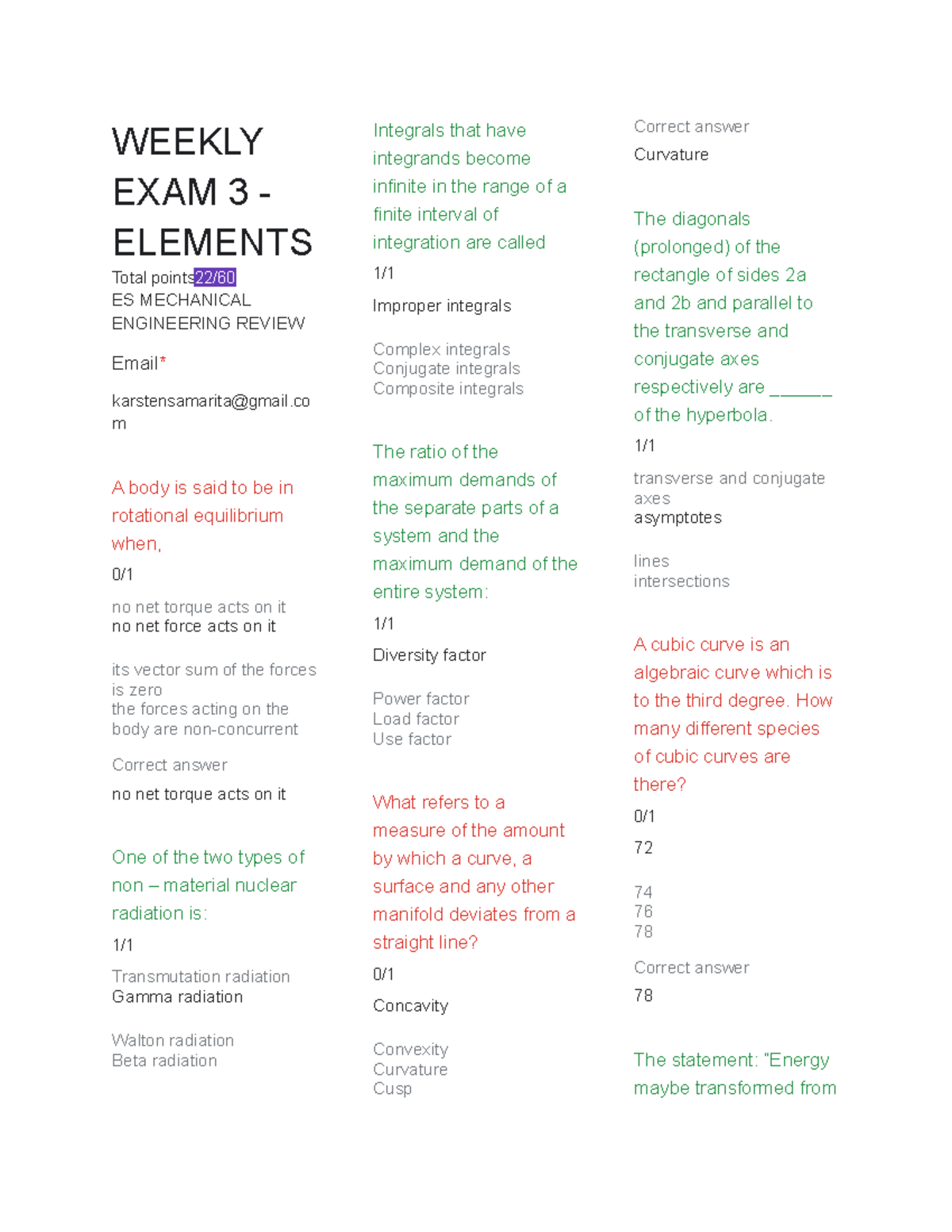Weekly EXAM 3 Elements - Exam sample - WEEKLY EXAM 3 - ELEMENTS Total ...