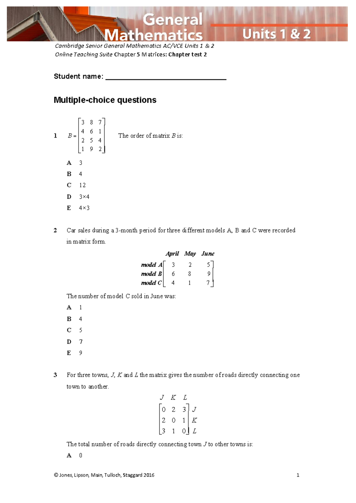 Cambridge Matrices Practice Test 2 - Cambridge Senior General ...