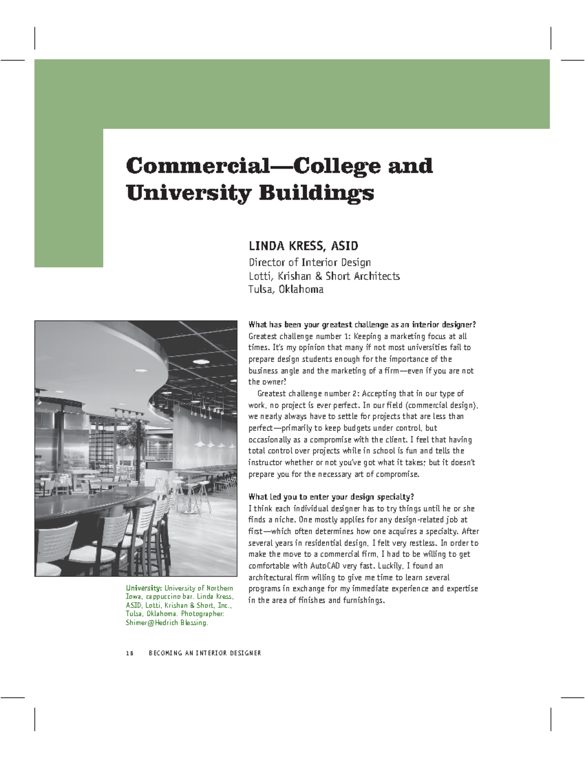 Interior designing p4 - 16 BECOMING AN INTERIOR DESIGNER Commercial ...