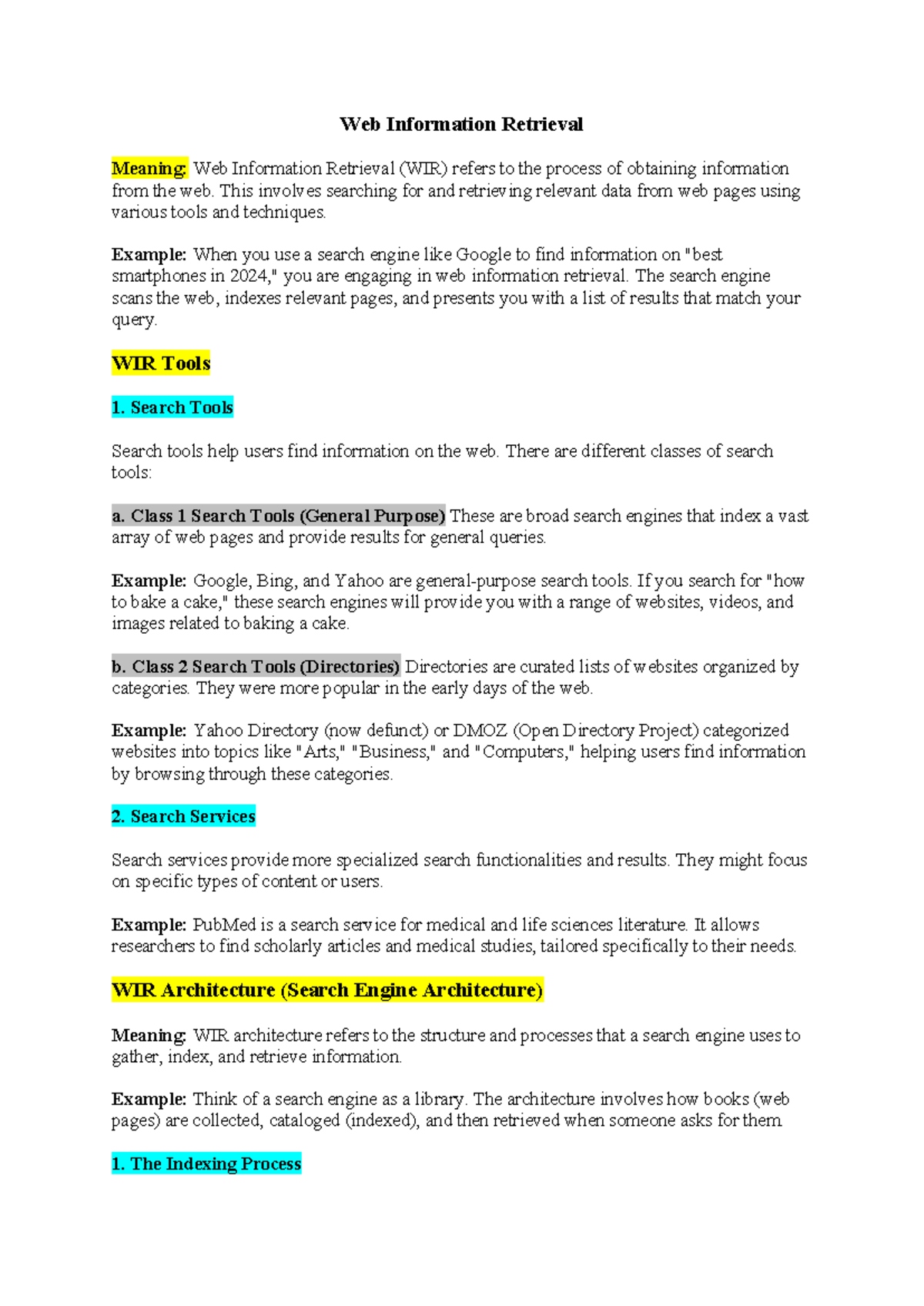 Web Information Retrieval - This involves searching for and retrieving ...