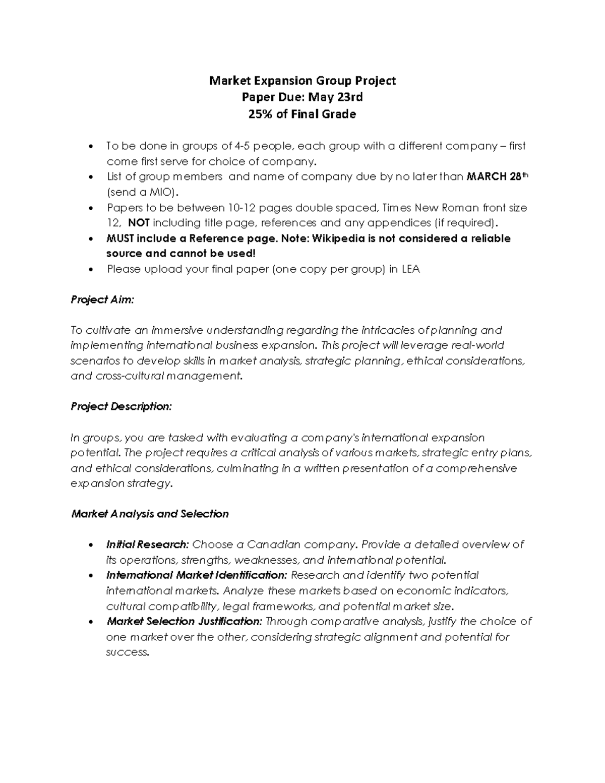 Global Business Group Project 2024 - Market Expansion Group Project ...