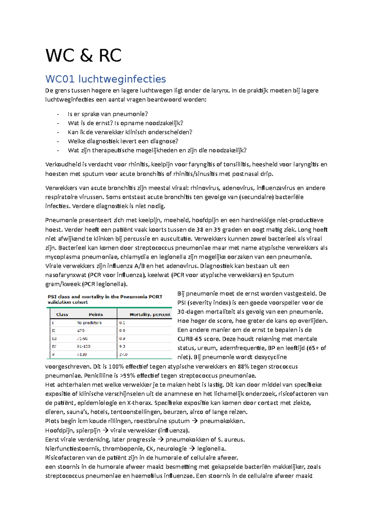 WC & RC - WC1-3 en RC5 - WC RC WC01 luchtweginfecties De grens tussen ...
