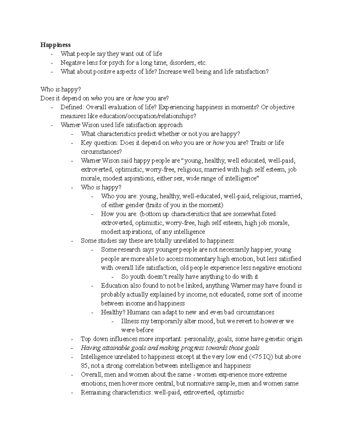 Happiness - Happiness - What people say they want out of life ...