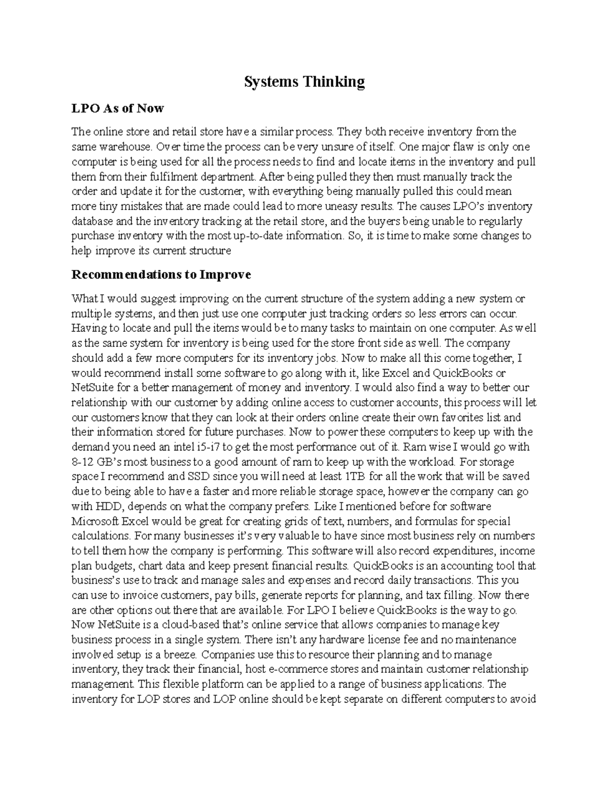 Systems Thinking Project 3 - IT200 - SNHU - Studocu