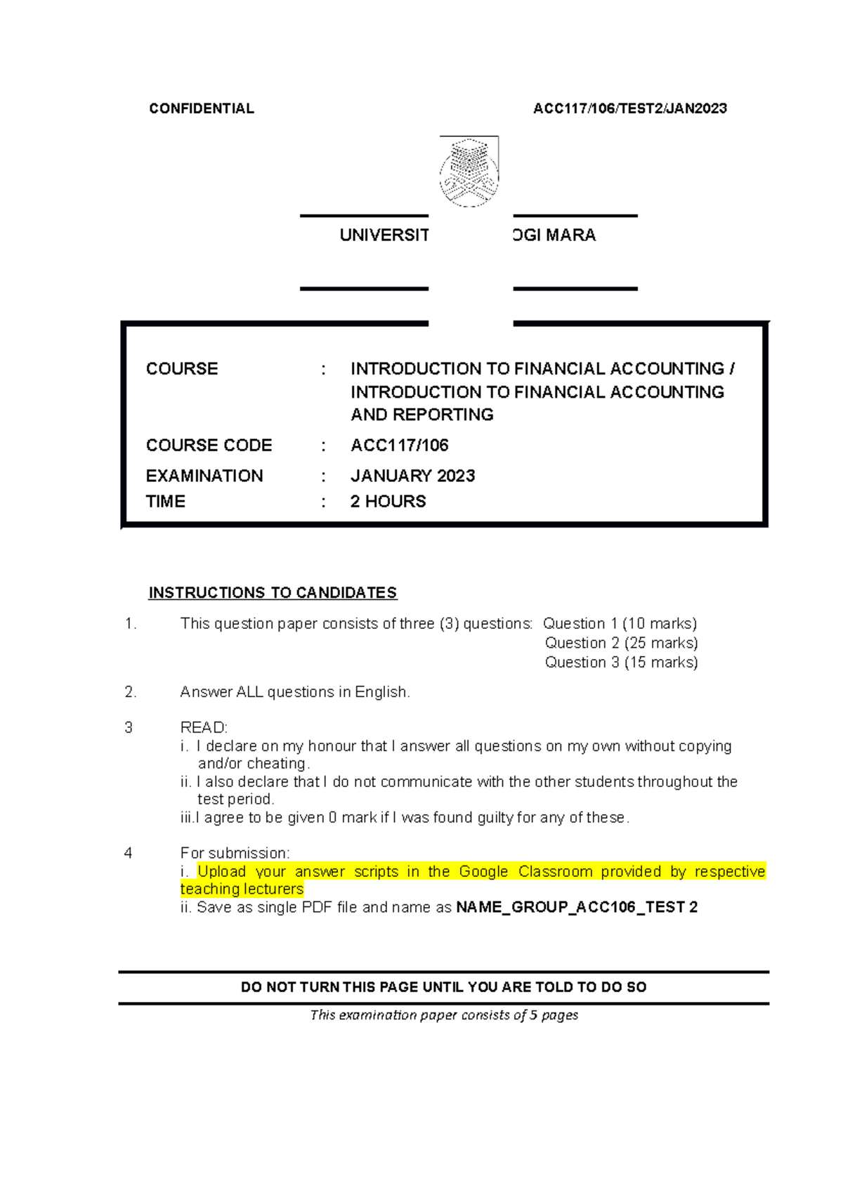 ACC117 ACC106 TEST 2 - CONFIDENTIAL ACC117/106/TEST2/JAN UNIVERSITI ...