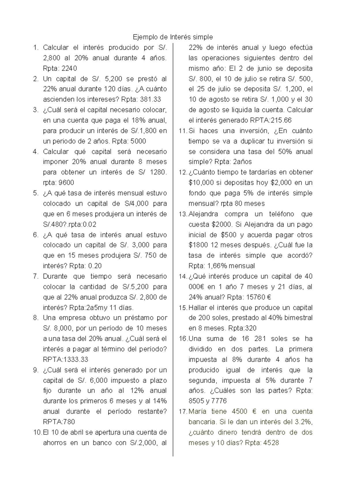 E Jercicios DE Interes Simple Sesión 2 Y Compuestos Sesión 3 - Ejemplo ...