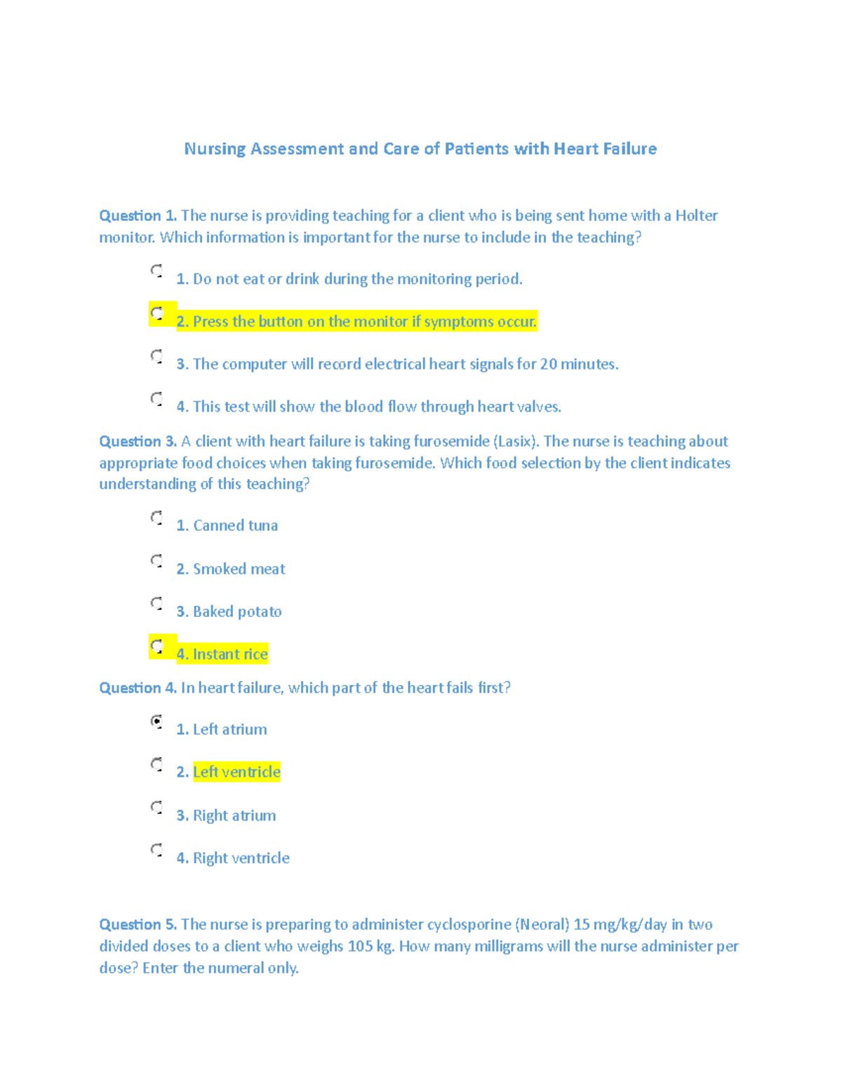 FADavis Nursing Assessment and Care of Patients with Heart Failure ...