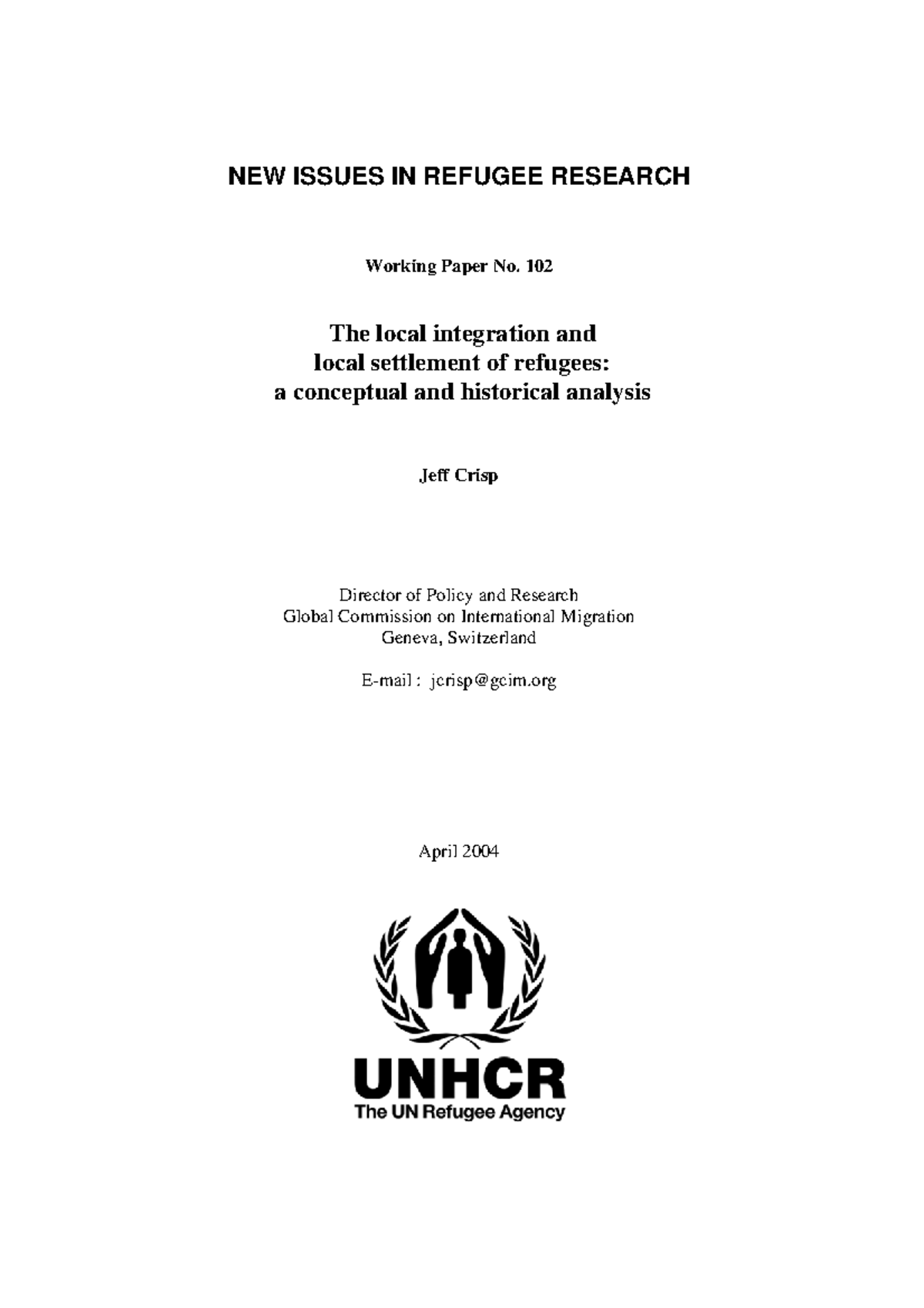 Local intergration for refugees 2 - NEW ISSUES IN REFUGEE RESEARCH ...
