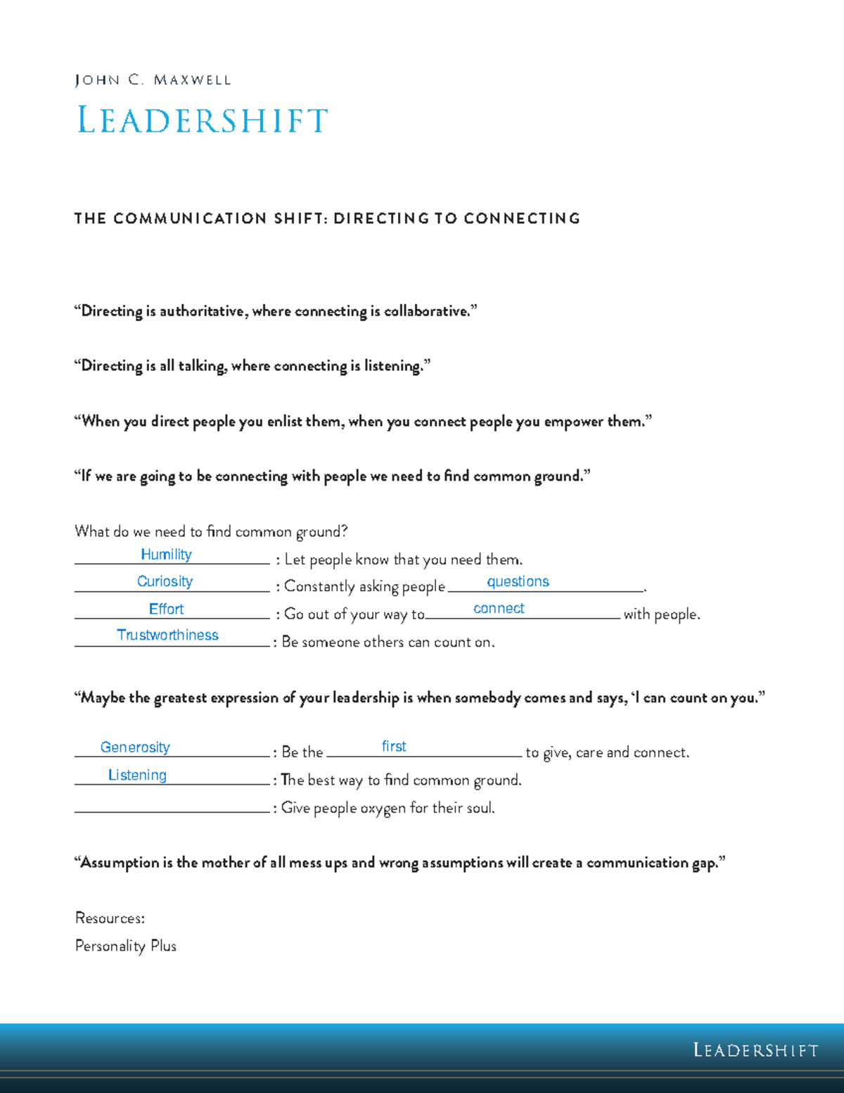 Liderazgo John C Maxwell - Leadershift J o h n C. M a x w e l l ...