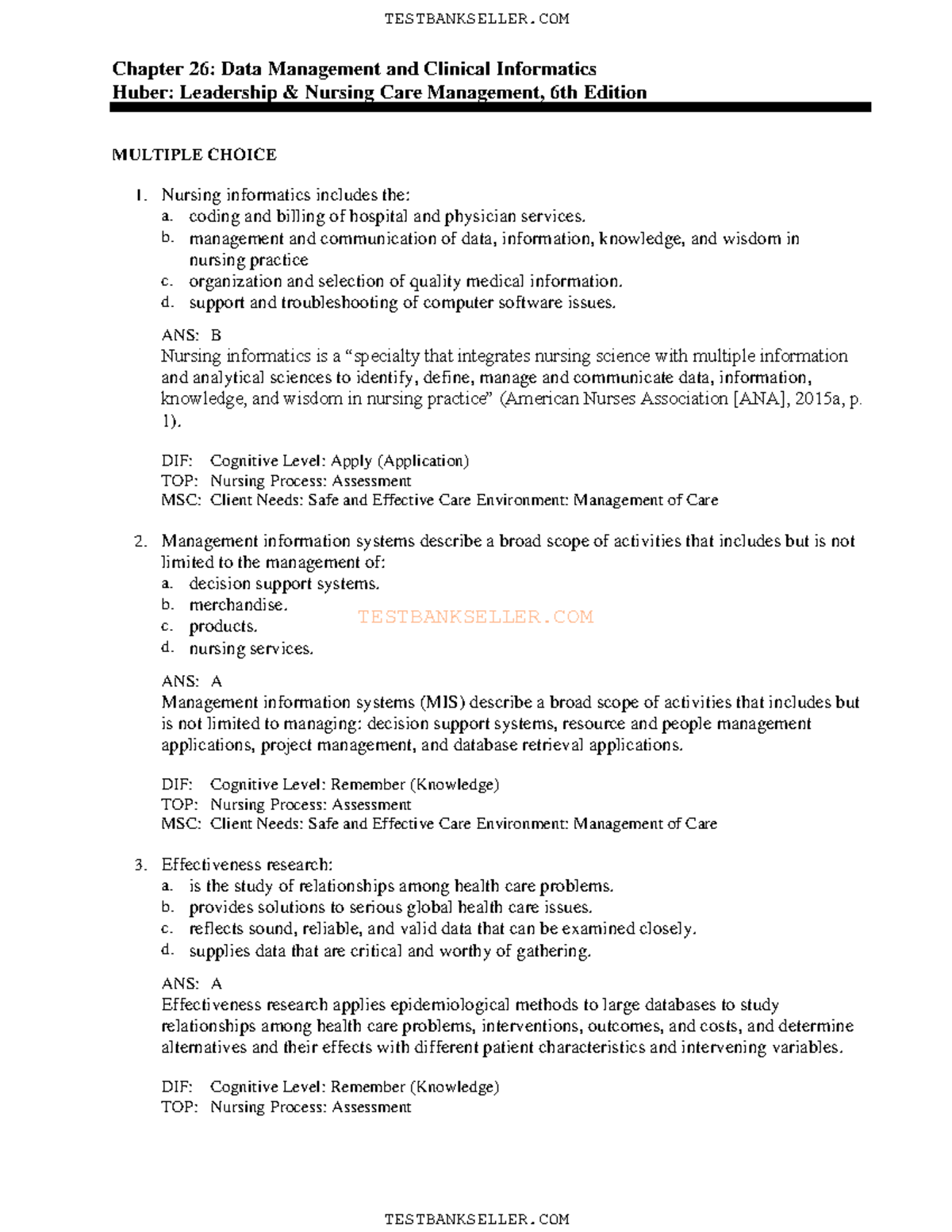 26 - Chapter 26 Practice Questions - Chapter 26: Data Management and ...