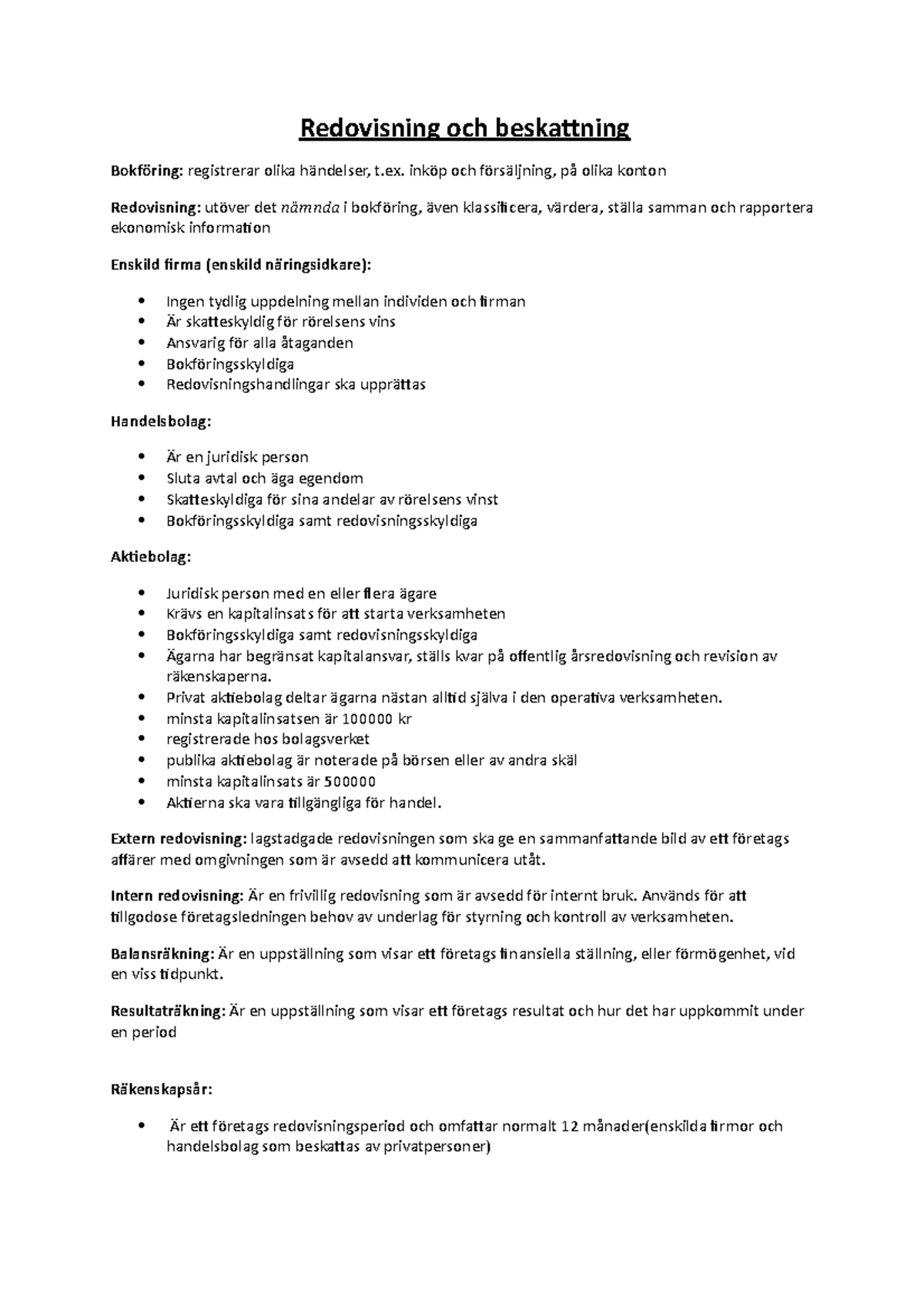 Redovisning och beskattning - Redovisning och beskattning Bokföring ...