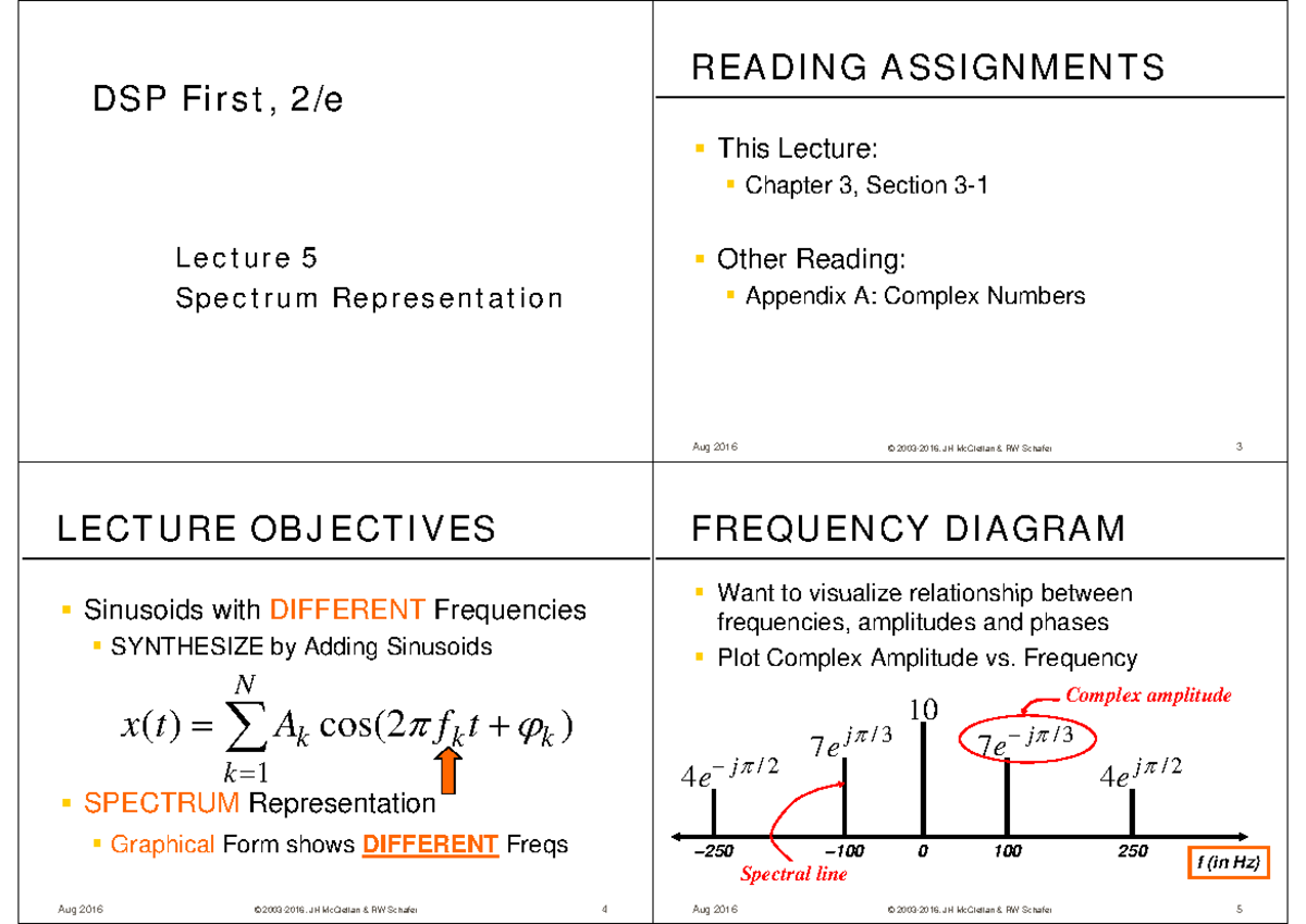 Lecture 3 1 - informative - DSP First, 2/e Lecture 5Lecture 5 Spectrum Representation READING ...