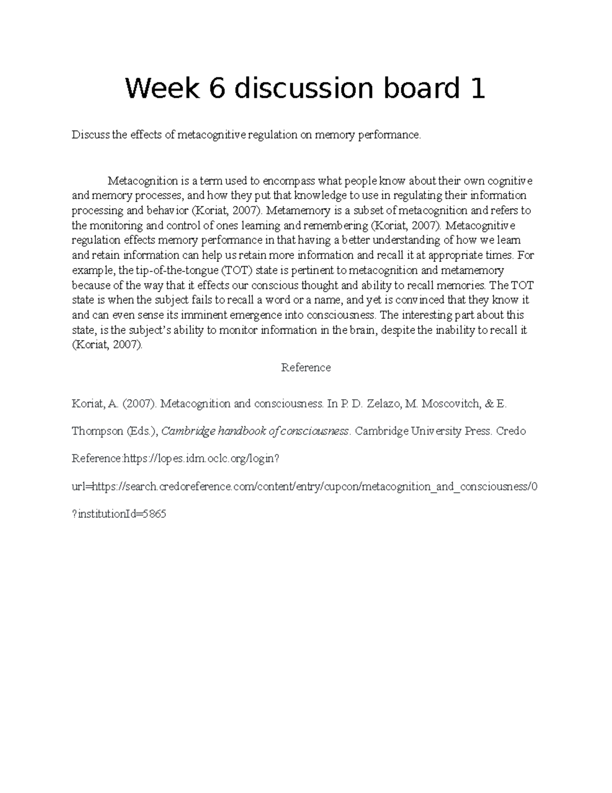 Week 6 Discussion Board 1 - Week 6 discussion board 1 Discuss the ...