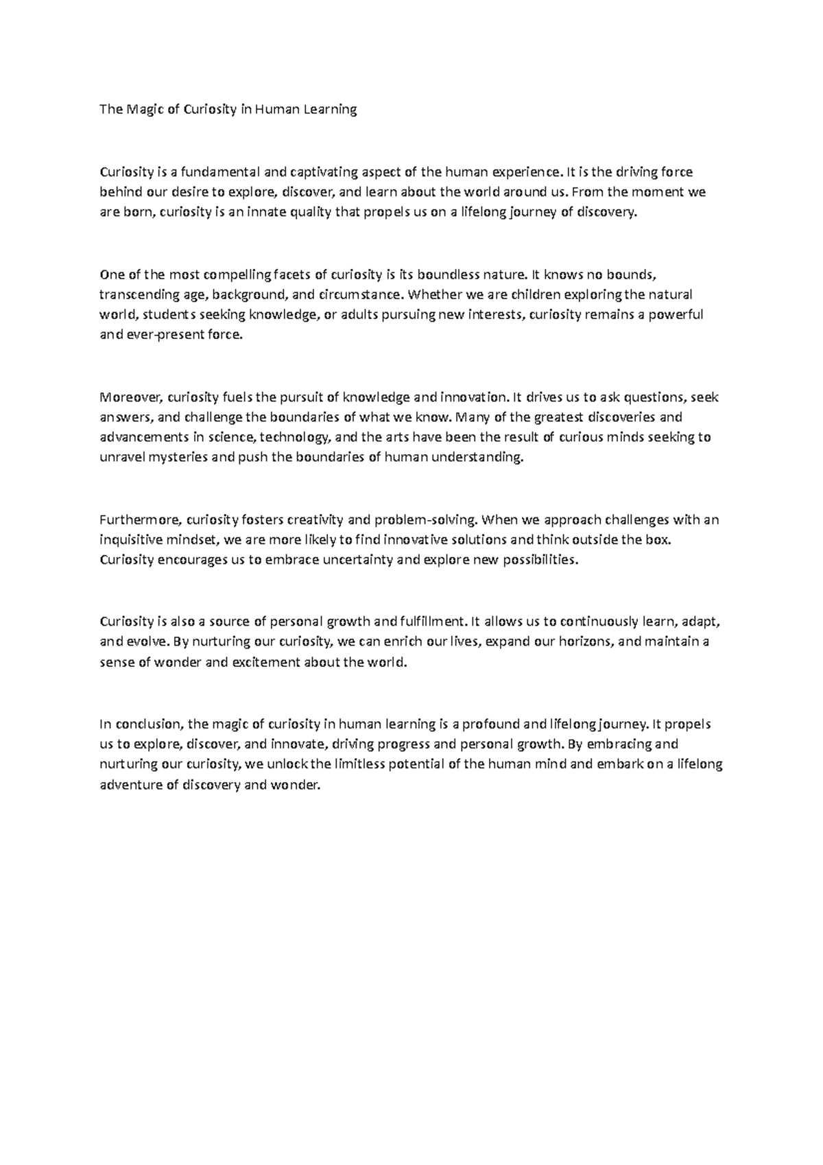 Studocu - Diploma in Science - The Magic of Curiosity in Human Learning ...