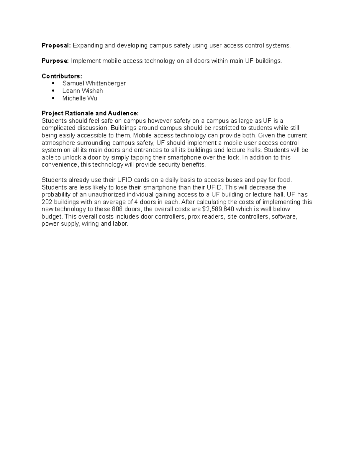 Proposal Idea - Proposal: Expanding and developing campus safety using ...