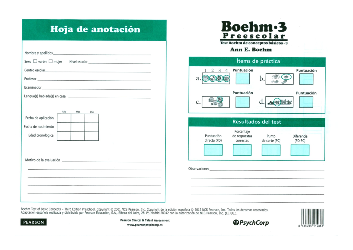 Hoja respuesta Boehm 3 - Inteligencia y Lenguaje - Studocu