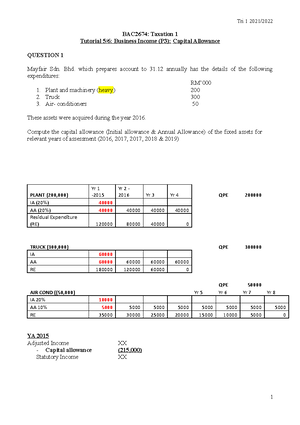 T4Q - Personal Tax Computation - Tutorial 4: Personal Tax Computation ...