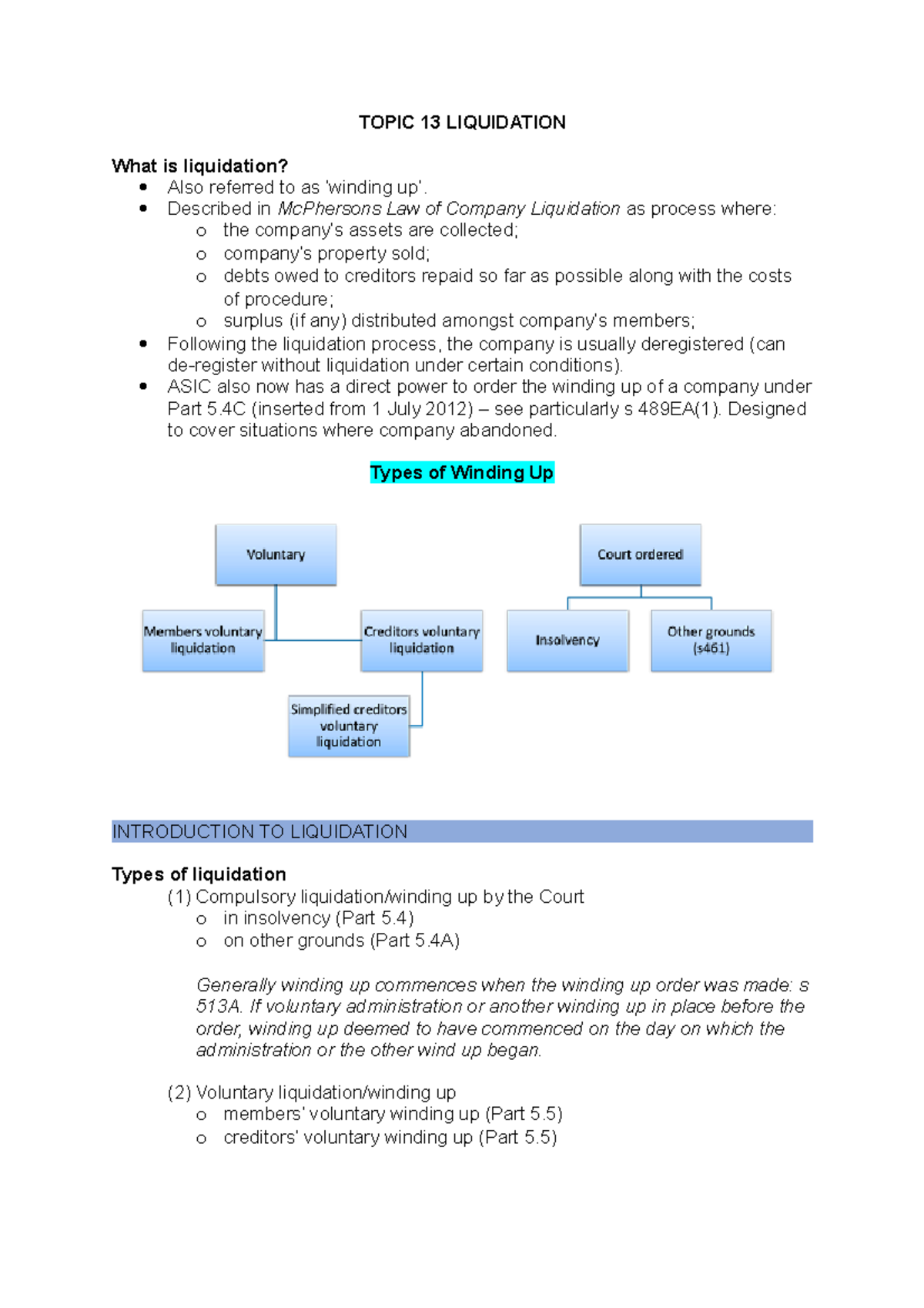Topic 13 Liquidation - Notes from the lecture - transcribed will ...