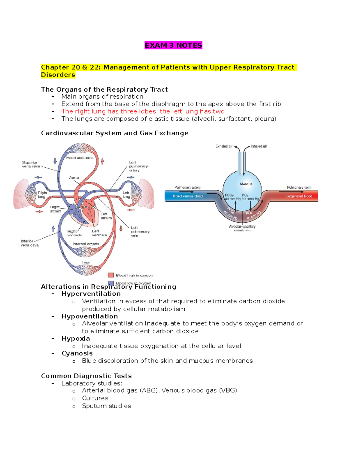 EXAM 3 Notes - EXAM 3 NOTES Chapter 20 & 22: Management of Patients ...