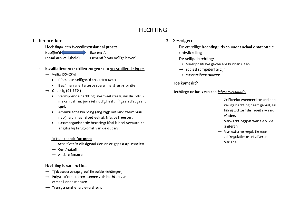 3.1 Hechting - HECHTING 1. Kenmerken Hechting= een tweedimensionaal ...