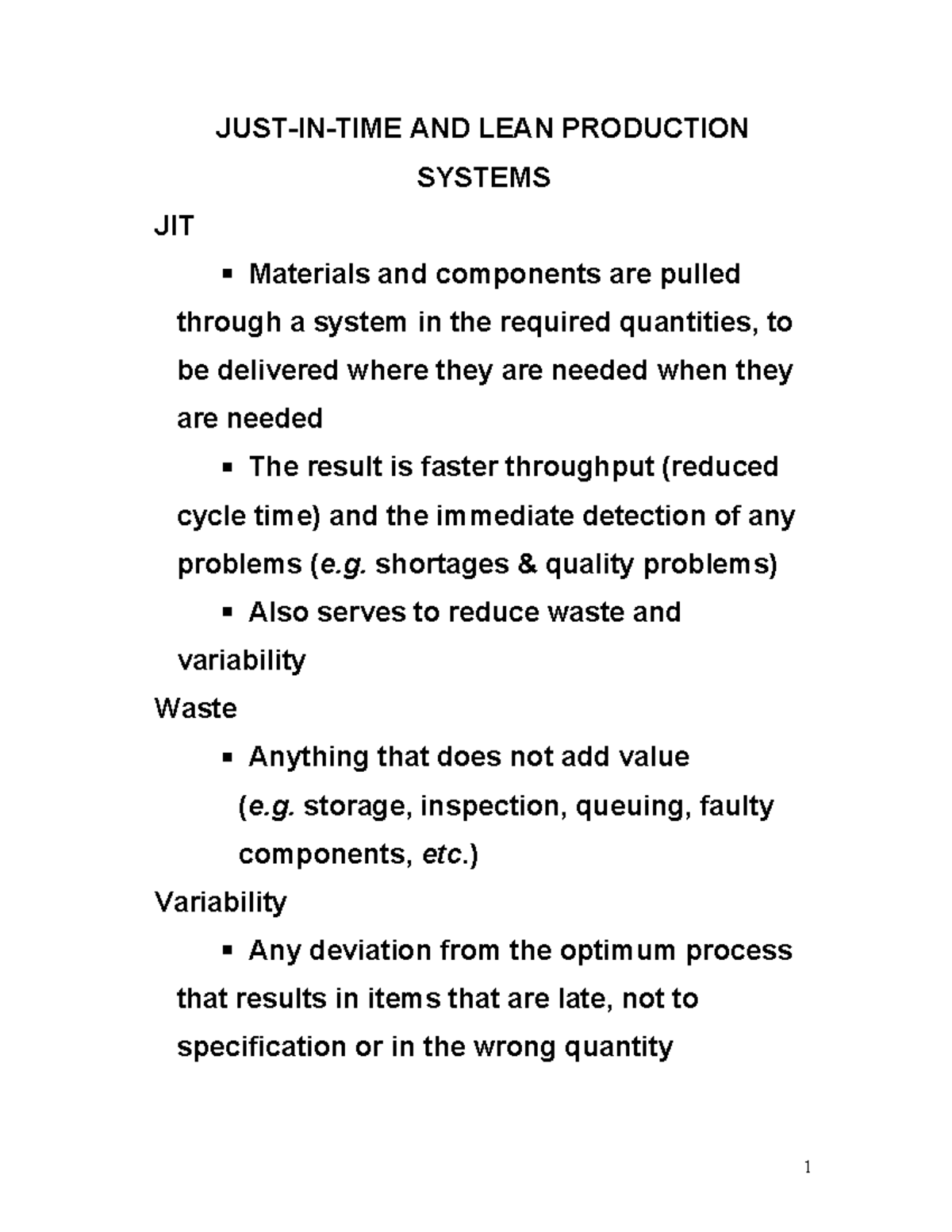 Week 9 notes- Ch 16 JIT Lean Production - JUST-IN-TIME AND LEAN ...