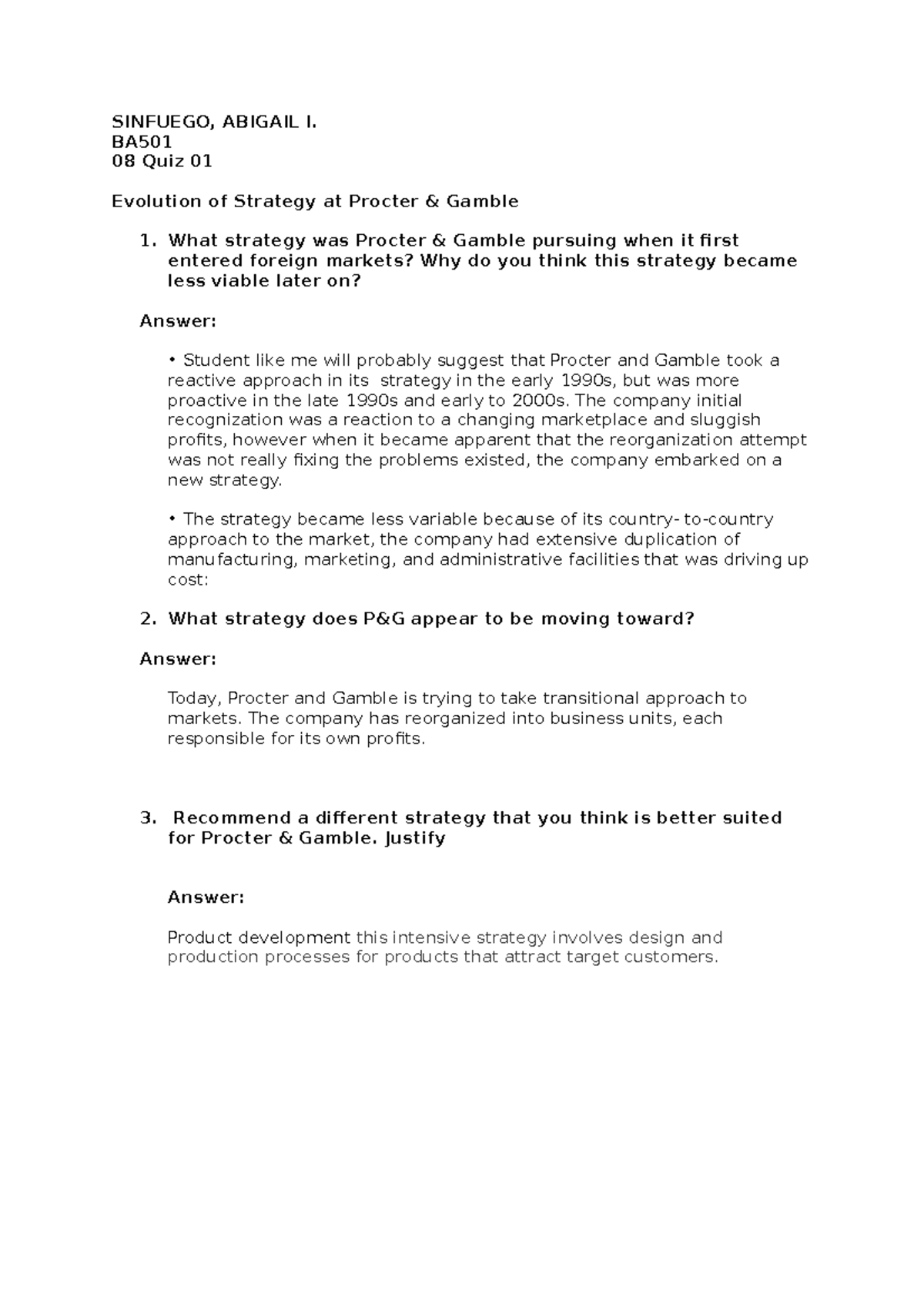 Sinfuego-08Quiz01-IBa T - SINFUEGO, ABIGAIL I. BA 08 Quiz 01 Evolution ...