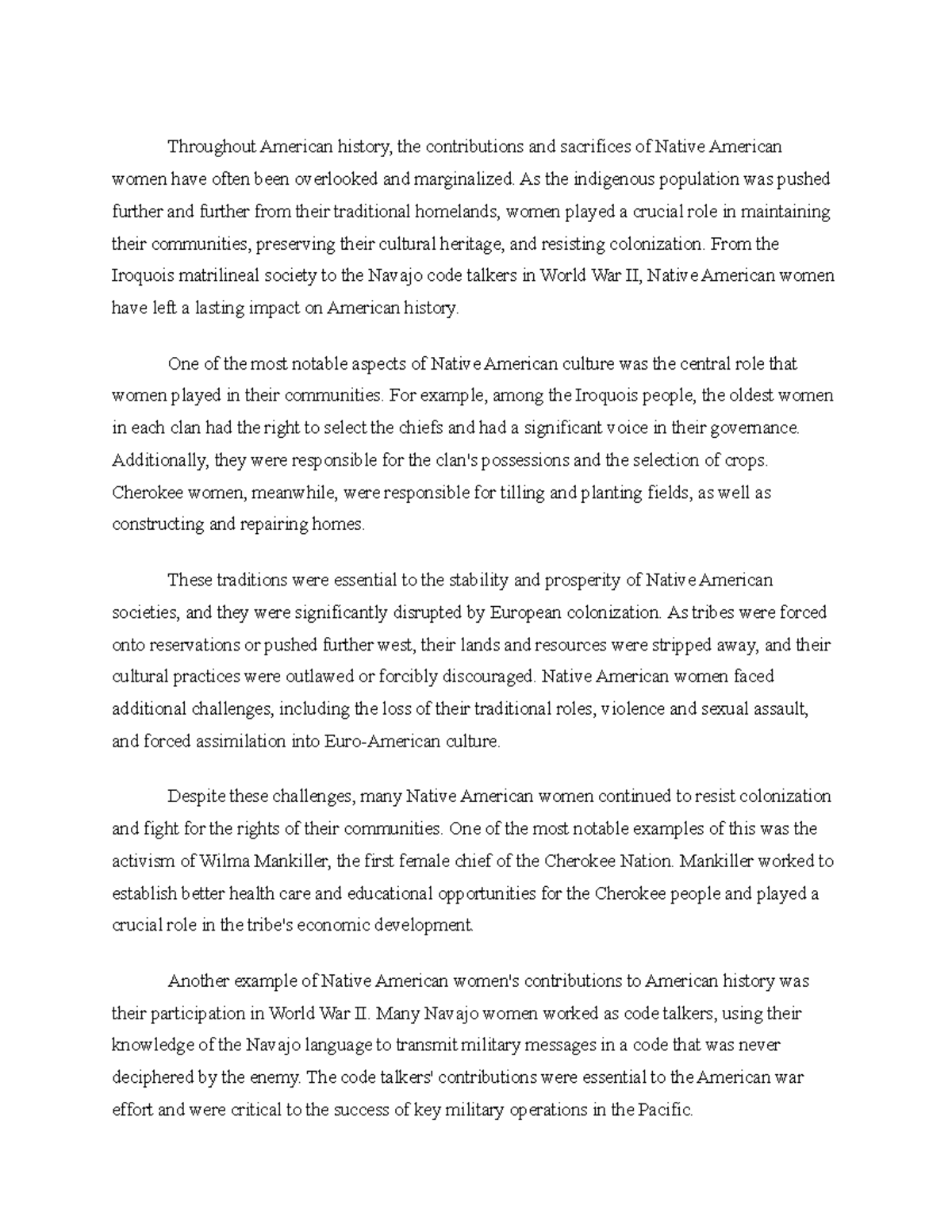 The Role of Native American Women in American History - Throughout ...