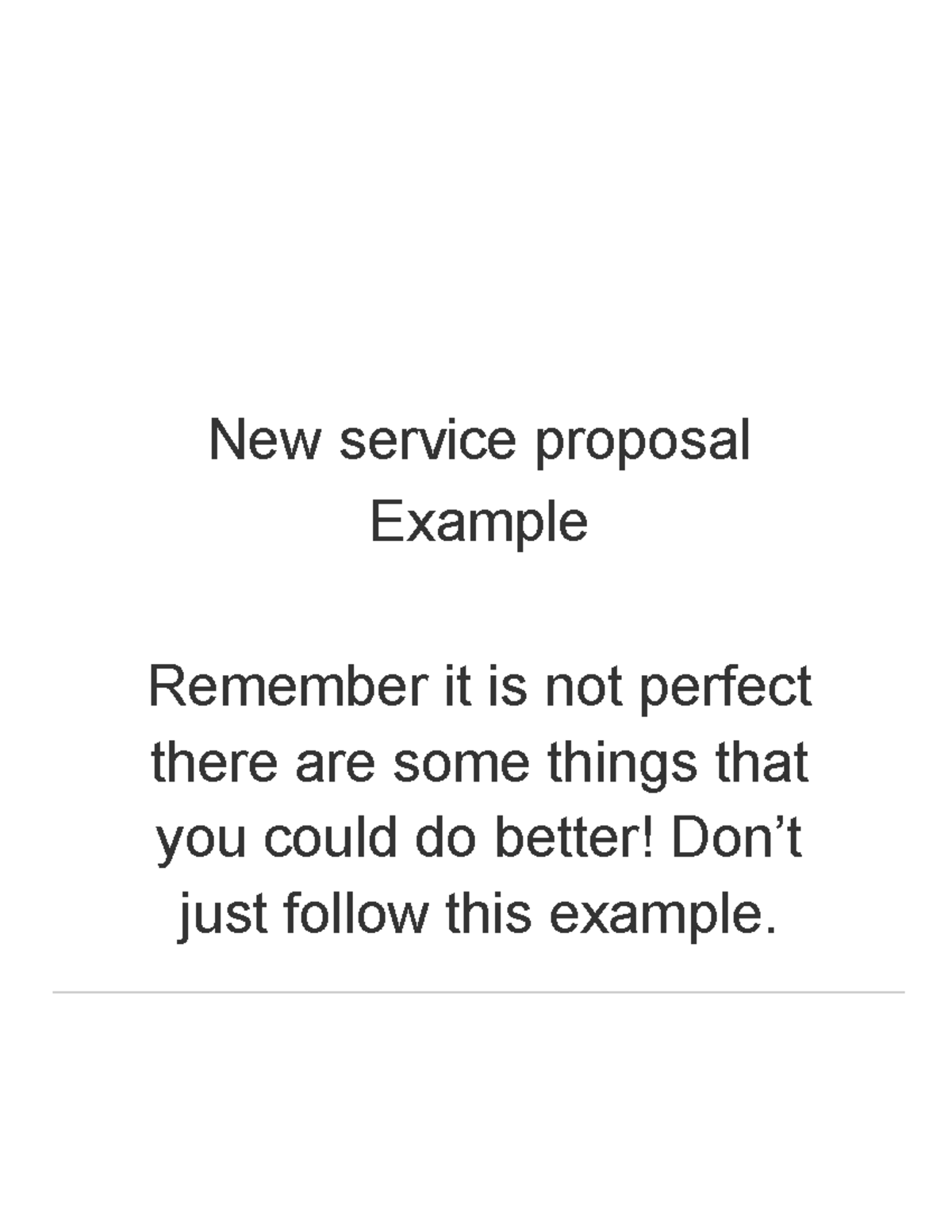 Example of a good New service proposal - New service proposal Example ...