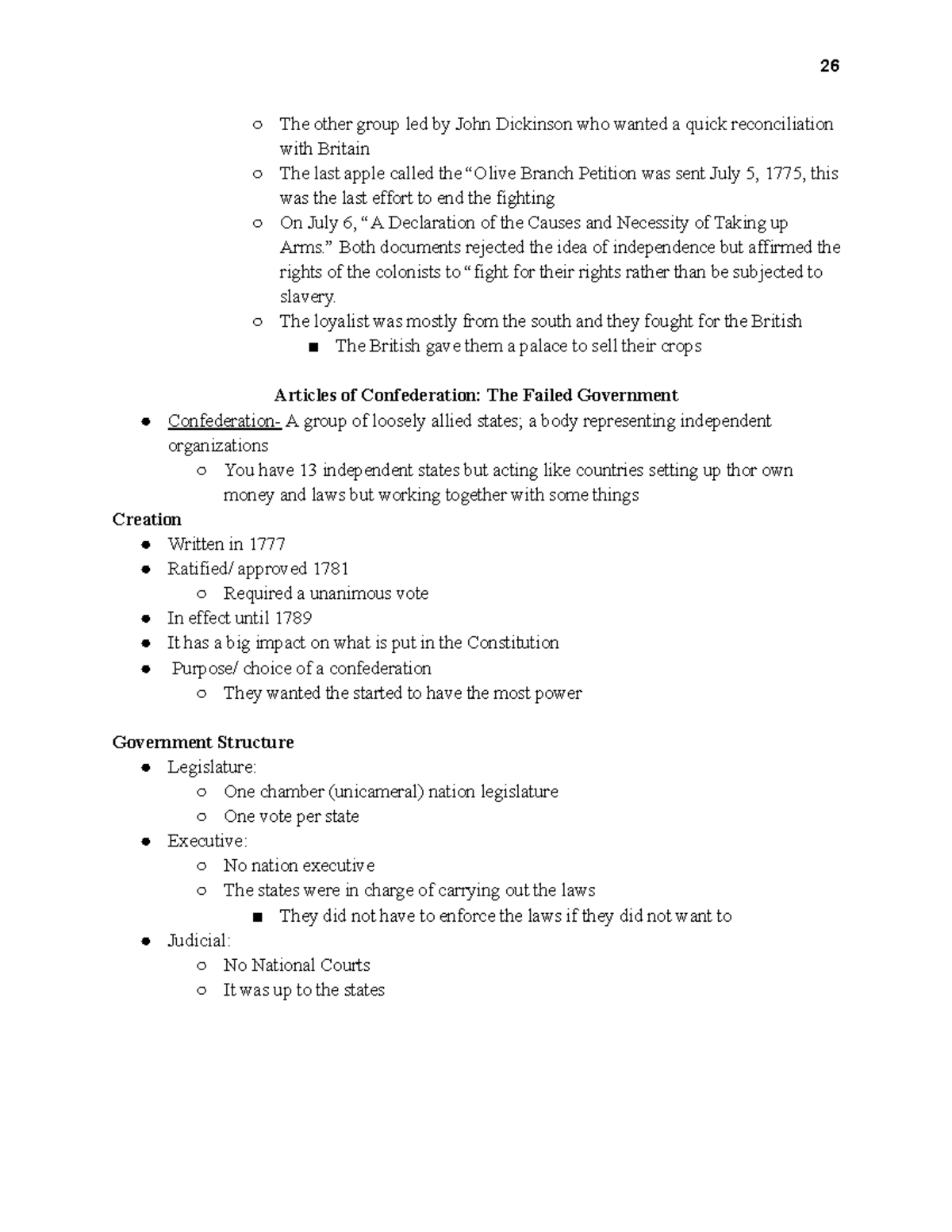 26-50 - Professors Whites History 1301 Class Lecture notes from the ...