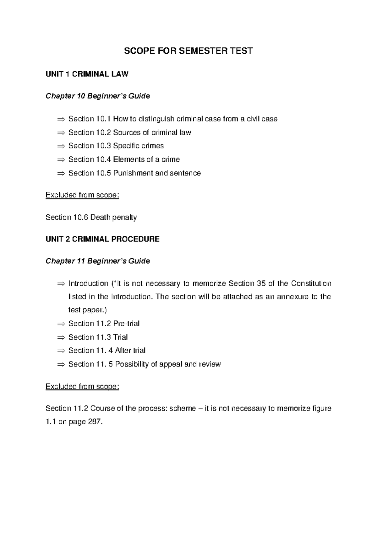 Scope FOR Semester TEST - SCOPE FOR SEMESTER TEST UNIT 1 CRIMINAL LAW ...