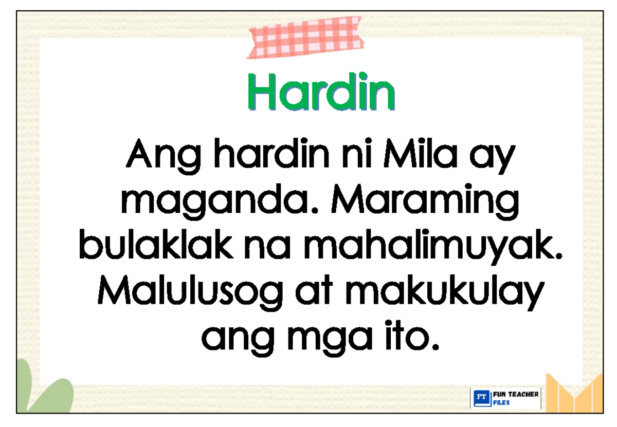 Filipino Reading Puno at Halaman FTF - Bachelor of Elementary Education ...