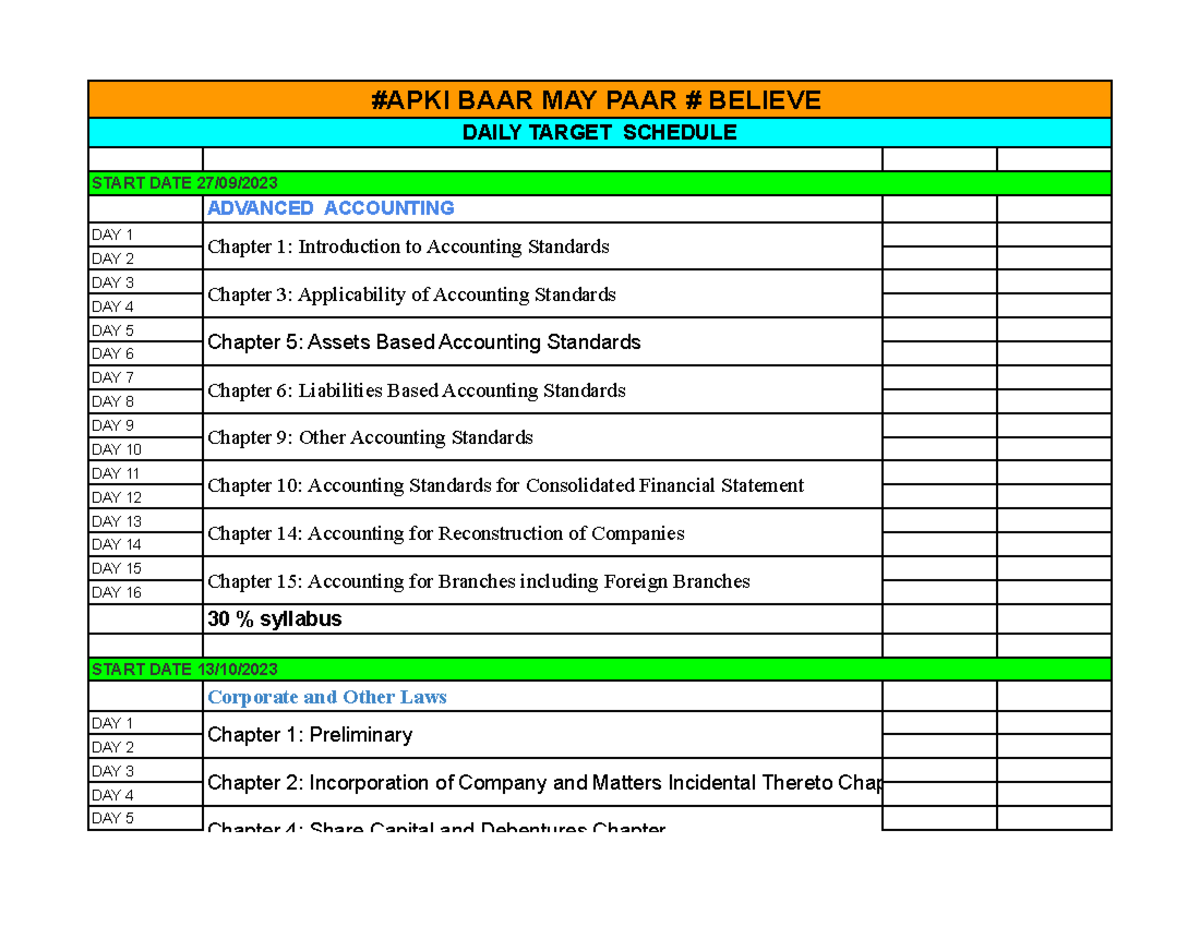 Daily Target Nov 23 - Sheet 98 - #APKI BAAR MAY PAAR # BELIEVE DAILY ...