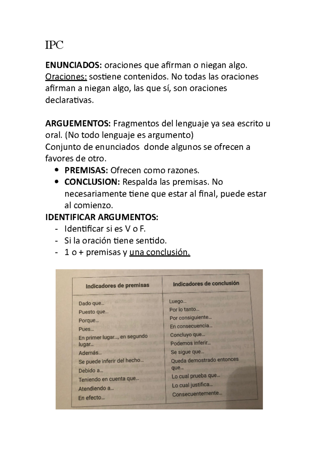 IPC Final - IPC ENUNCIADOS: oraciones que afirman o niegan algo. Oraciones: sostiene contenidos ...