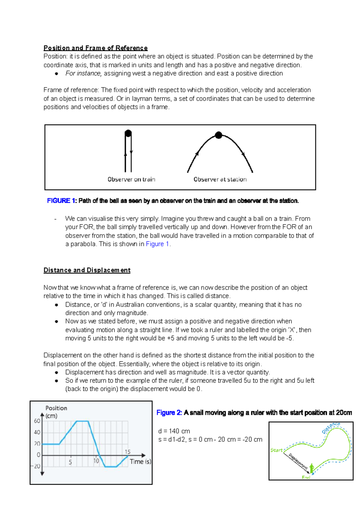 Physics Assessment 2 - Google Docs - Position and Frame of Reference ...