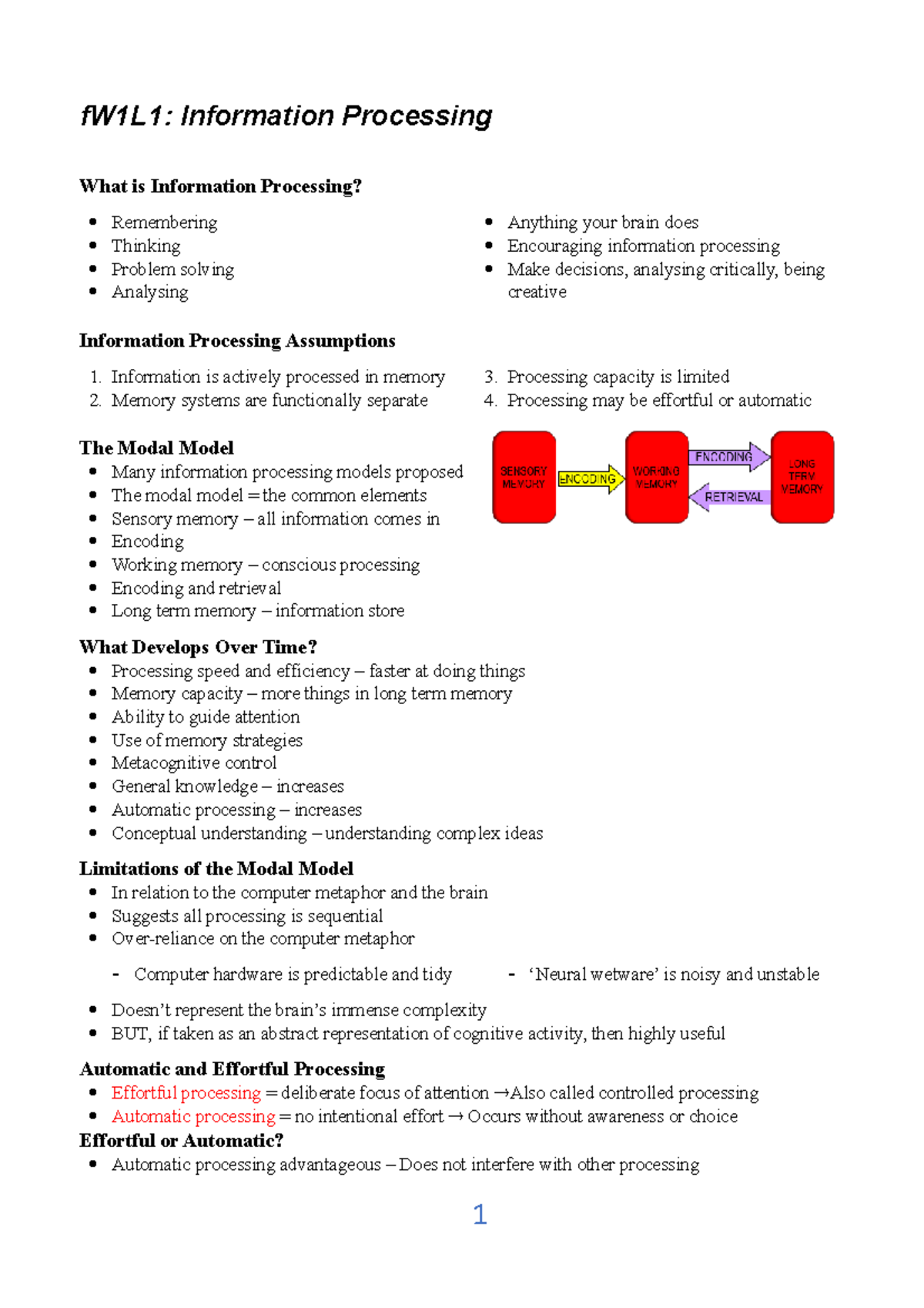 EDUC262 0 Lectures Notes - fW1L1: Information Processing What is ...
