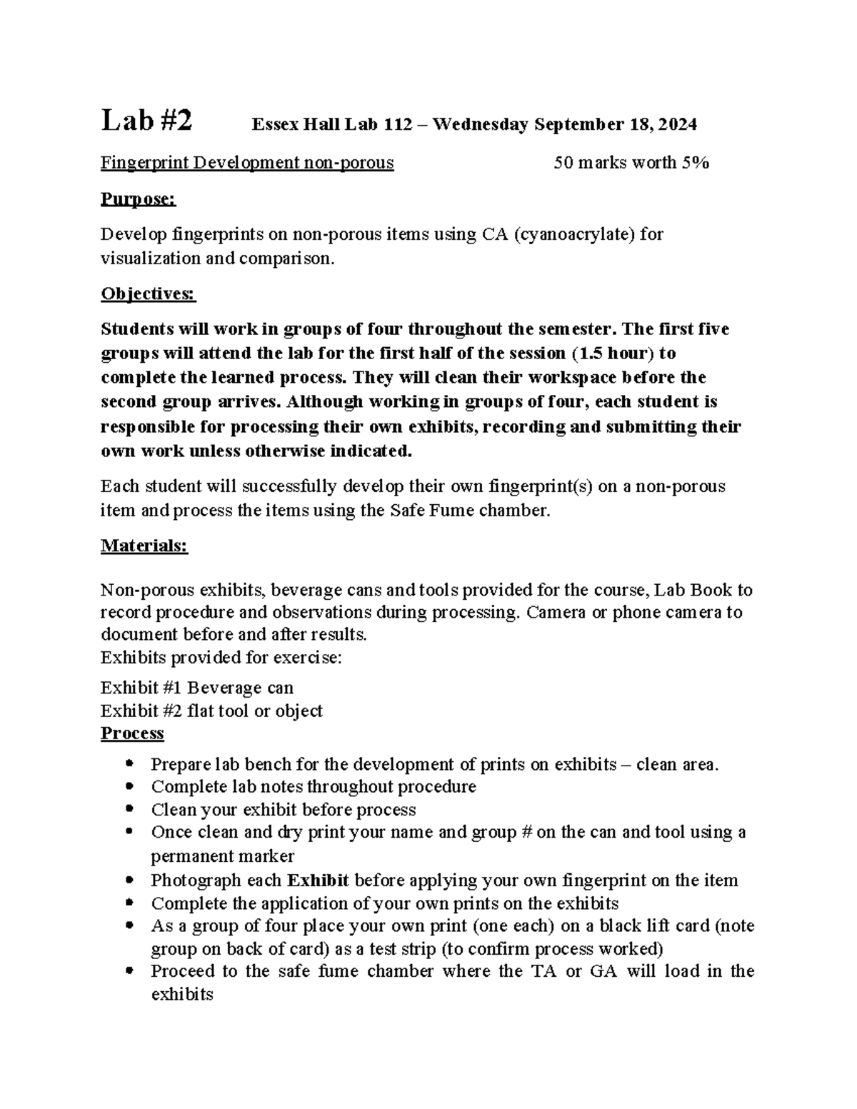 Laboratory #2 - yes - Lab #2 Essex Hall Lab 112 – Wednesday September ...