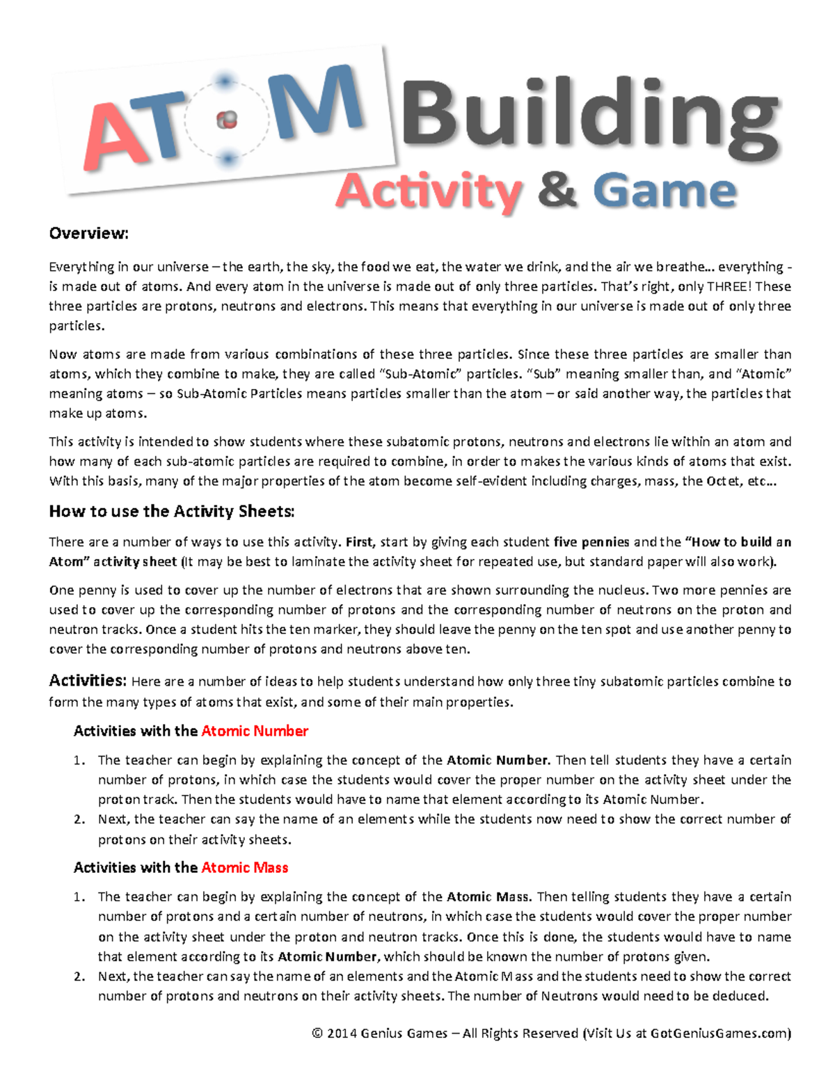 Atom Building Activity Game Basic Chemistry-1 - Quimica - UNT - Studocu