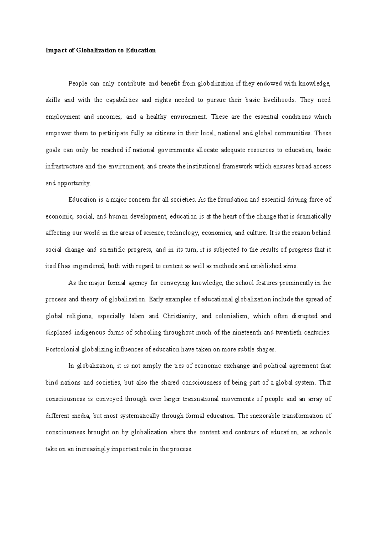 Group 5: Report in Understanding World Differences - Impact of ...